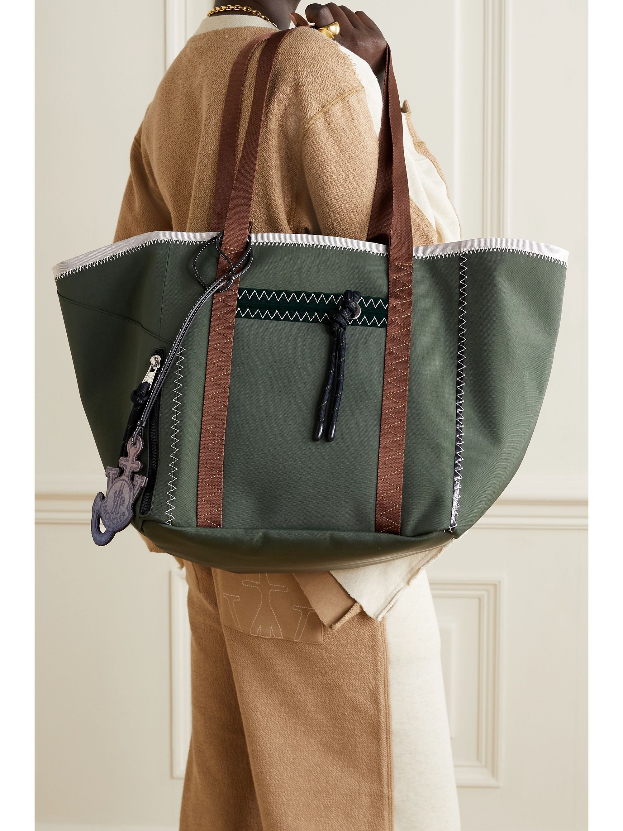 Emerald + 1 JW Anderson grosgrain, PVC and felt-trimmed canvas tote ...
