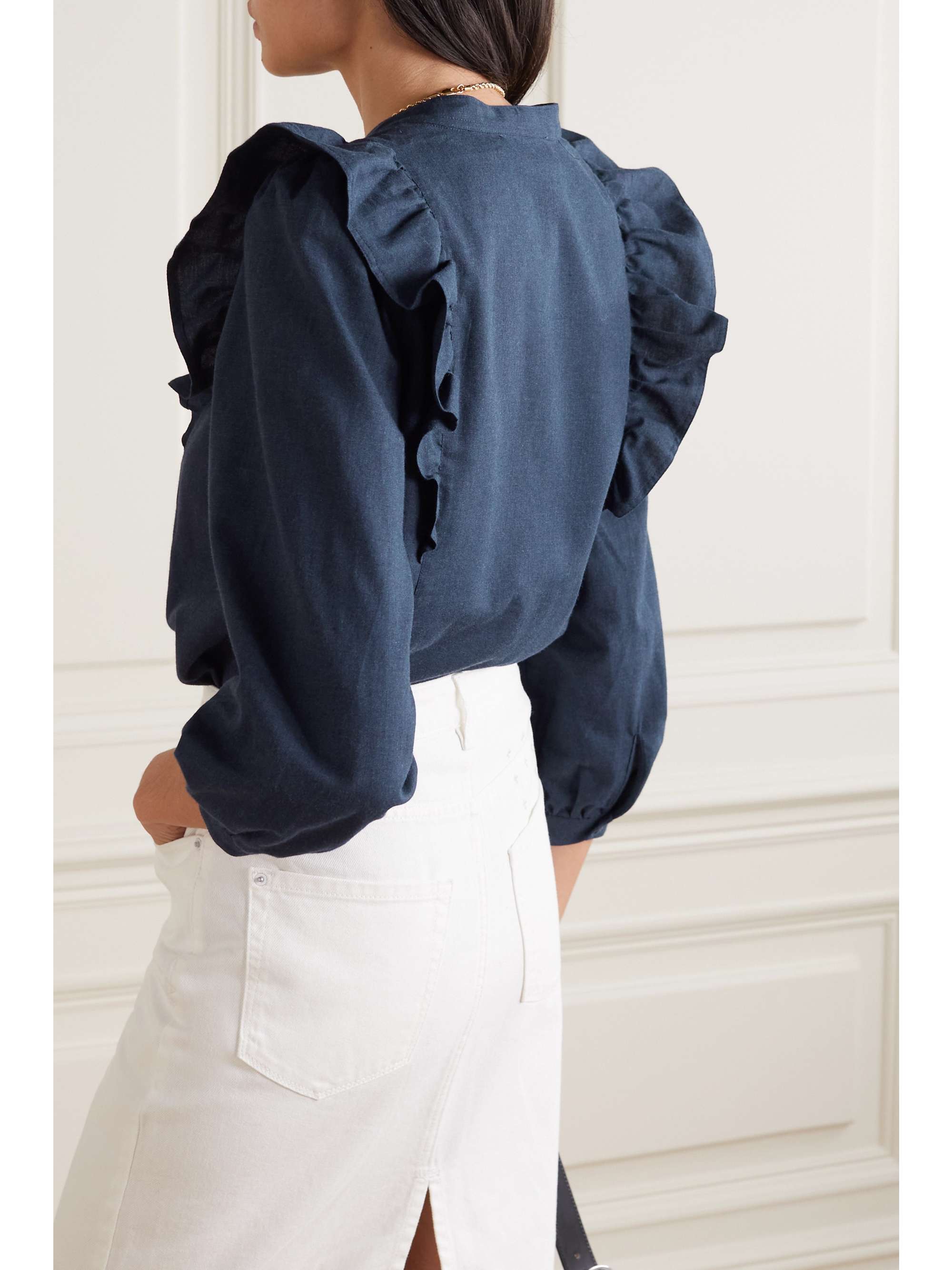 CEFINN Dixie ruffled brushed cotton-twill blouse | NET-A-PORTER