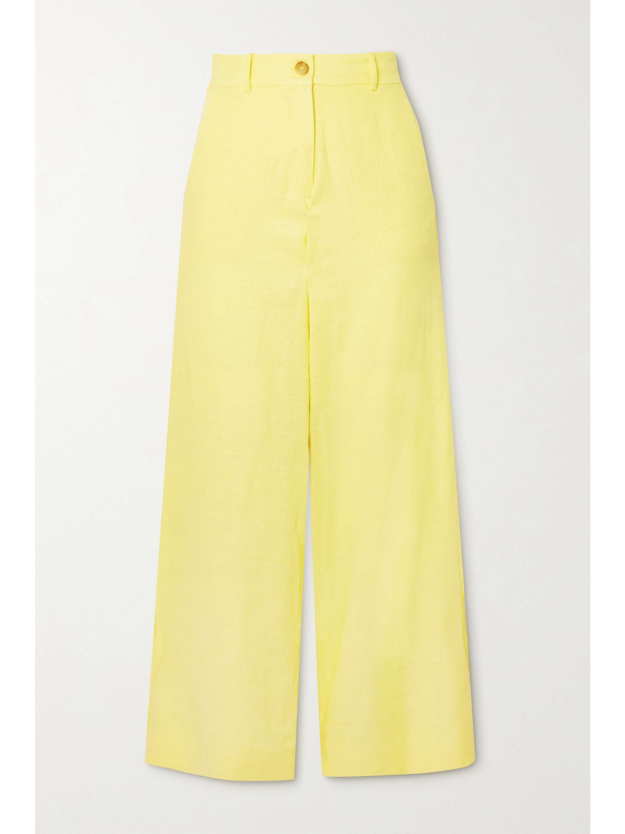 Yellow Jane cropped cutout linen-blend wide-leg pants | RACIL | NET-A ...