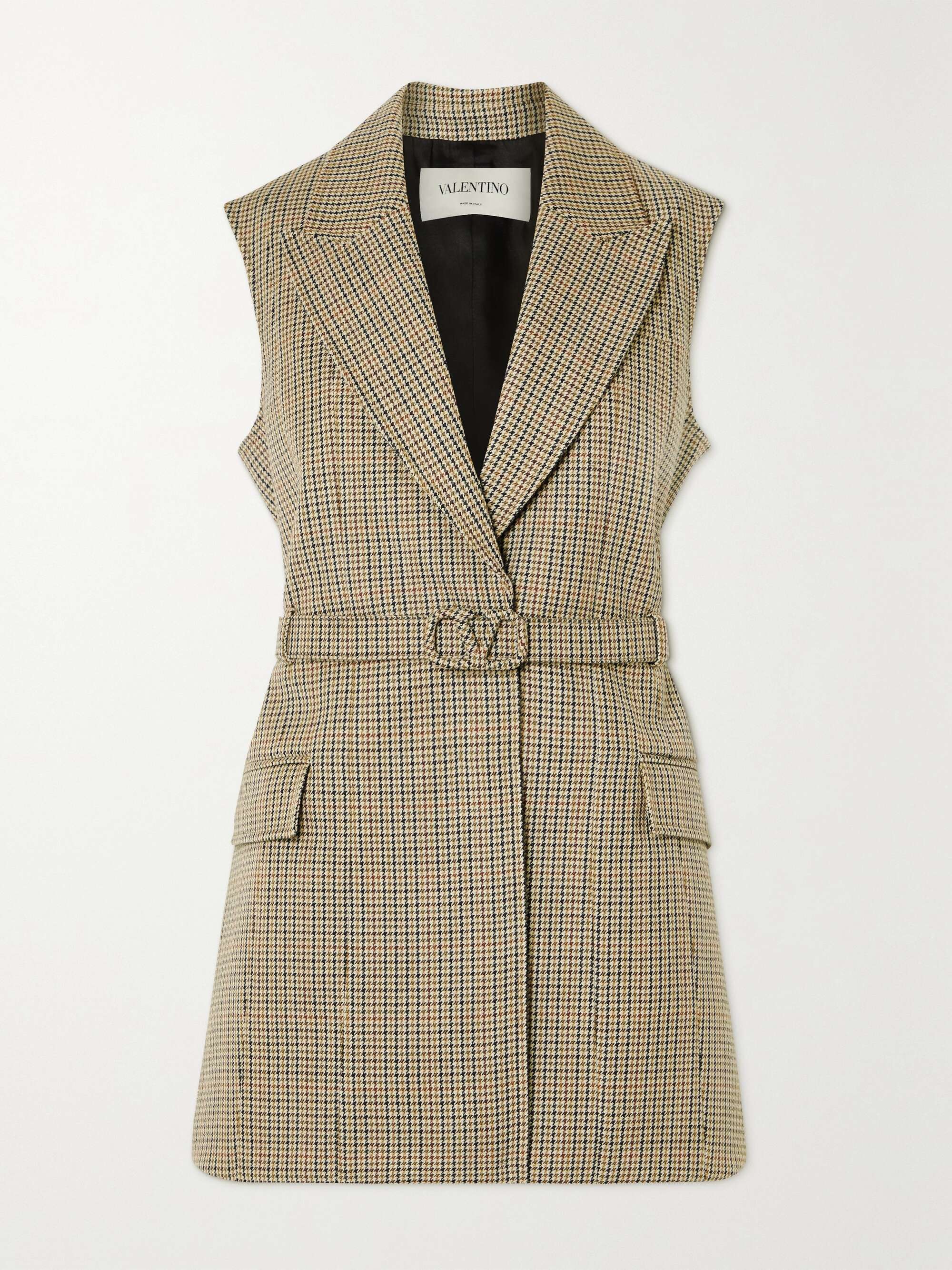 VALENTINO GARAVANI Belted houndstooth wool vest | NET-A-PORTER