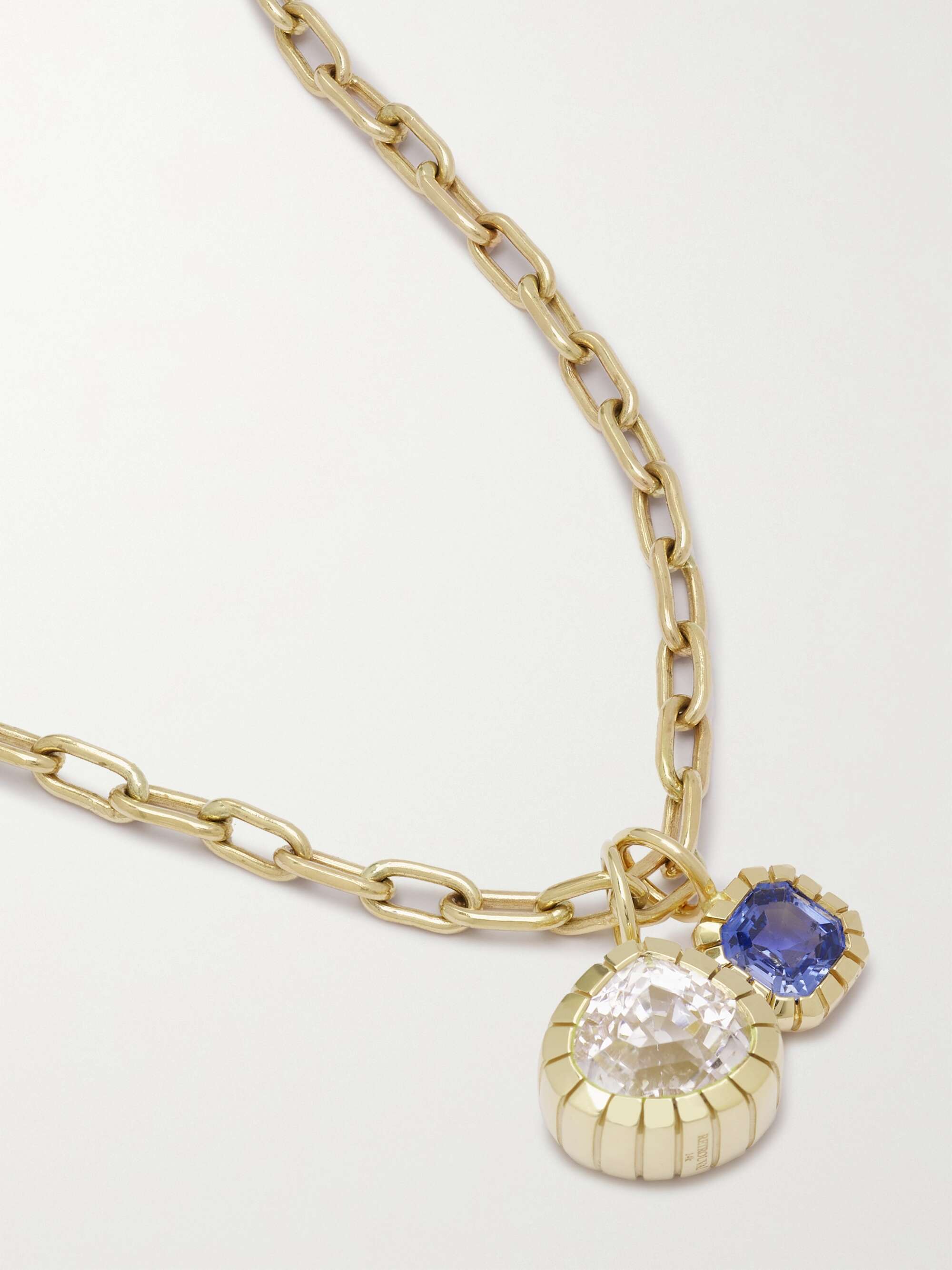 Gold Heirloom 14-karat gold, kunzite and sapphire necklace | RETROUVAÍ ...