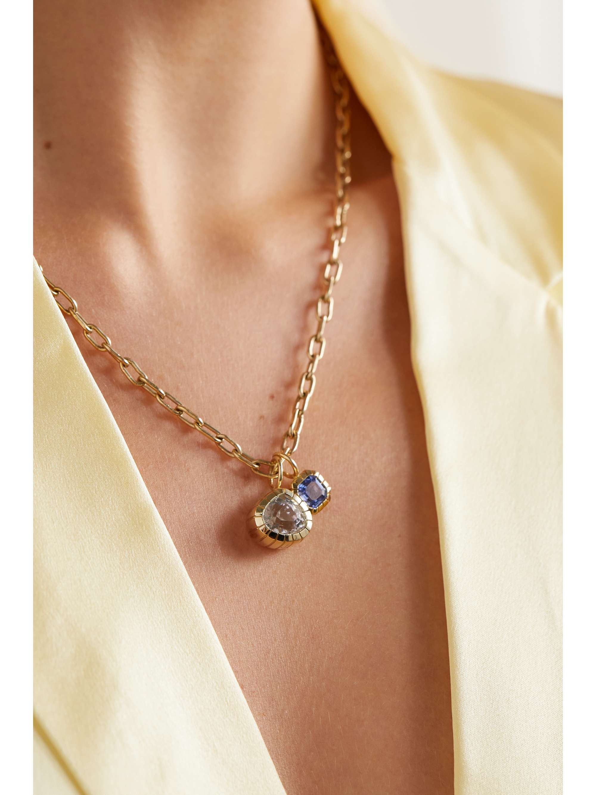 Gold Heirloom 14-karat gold, kunzite and sapphire necklace | RETROUVAÍ ...