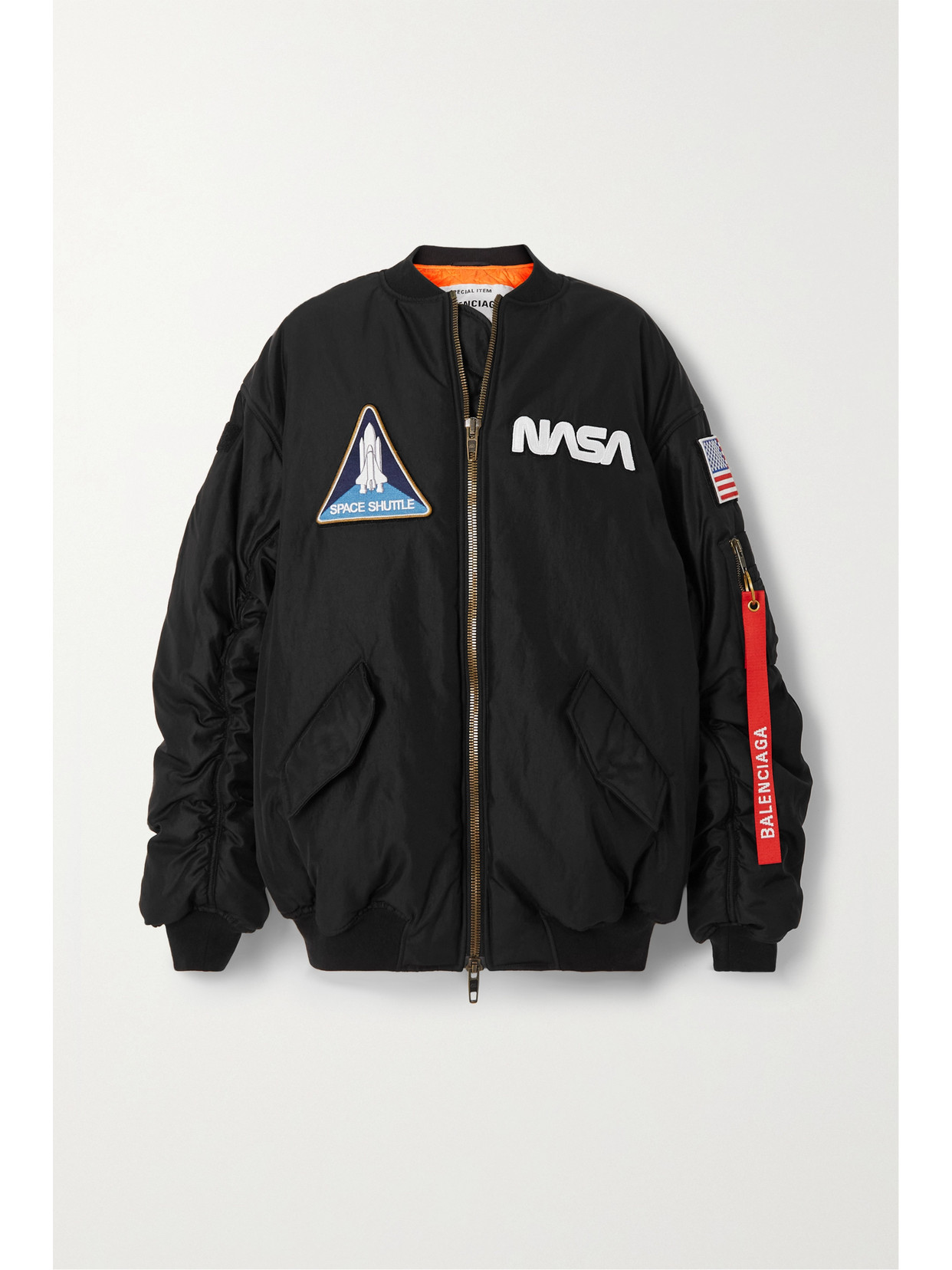 Balenciaga Nasa Space Oversized Appliquéd Padded Shell Bomber Jacket In ...