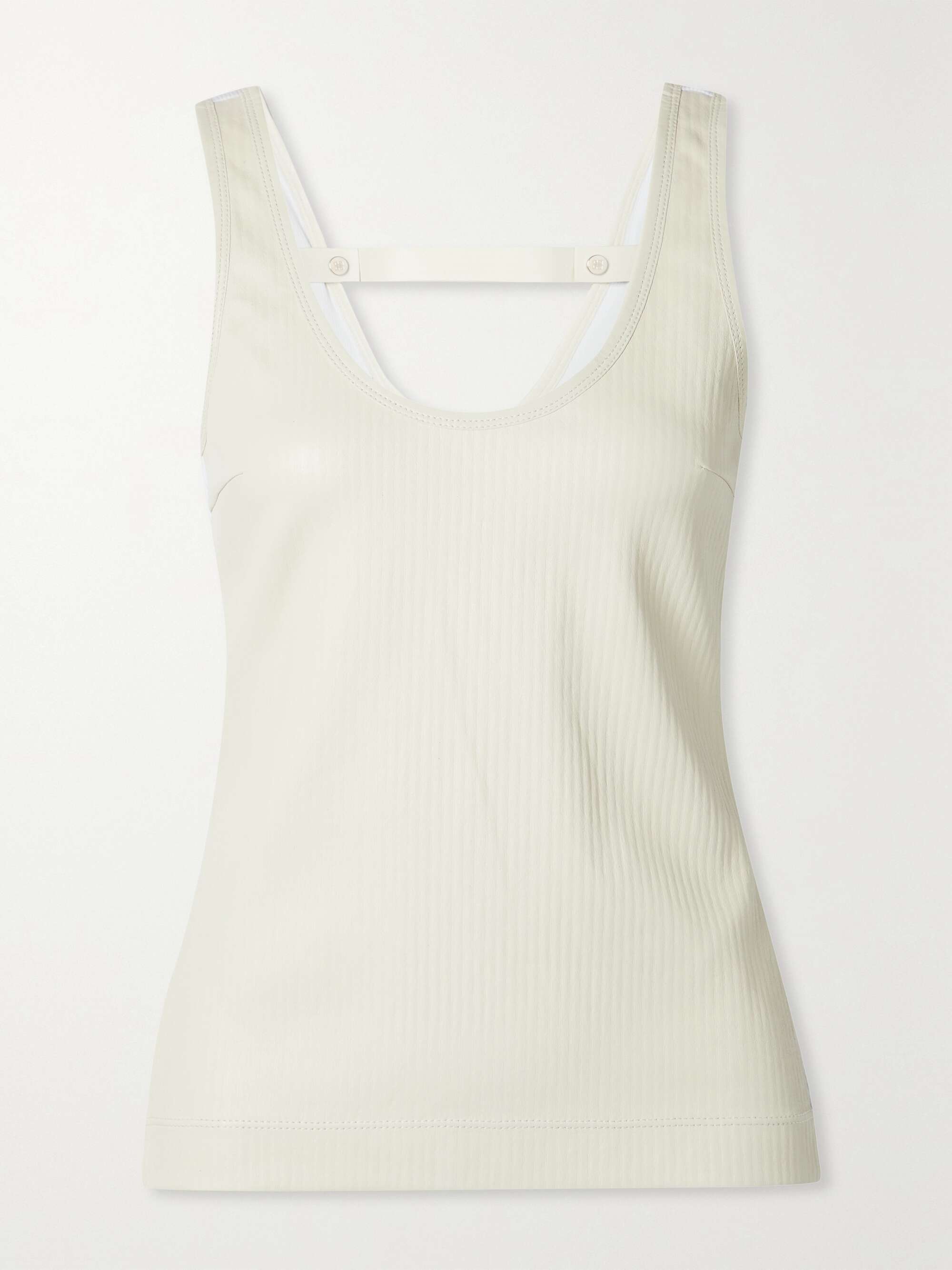GIVENCHY Paneled ribbed leather and stretch-cotton jersey tank | NET-A ...