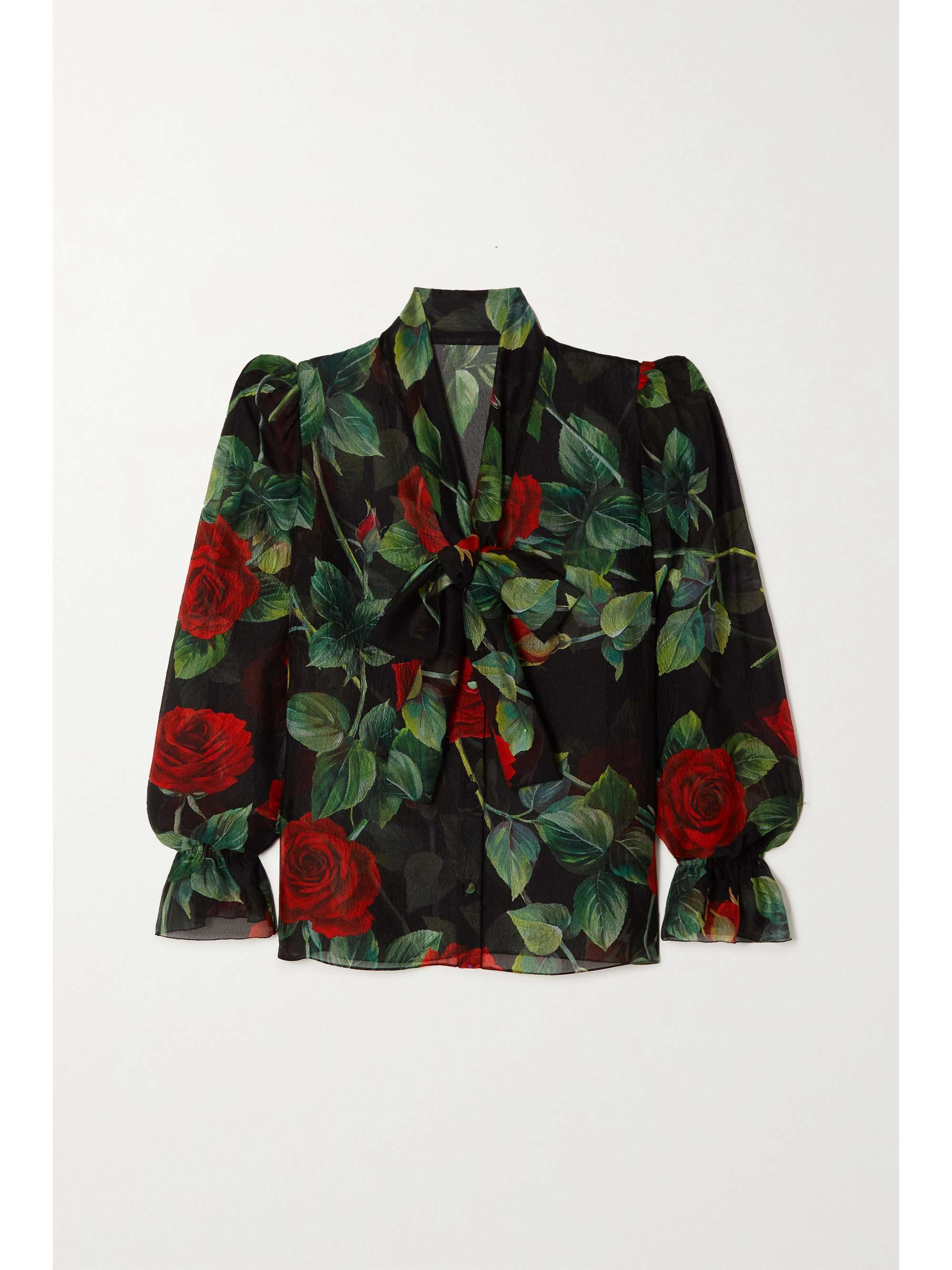 Dolce And Gabbana Pussy Bow Floral Print Silk Chiffon Blouse Net A Porter