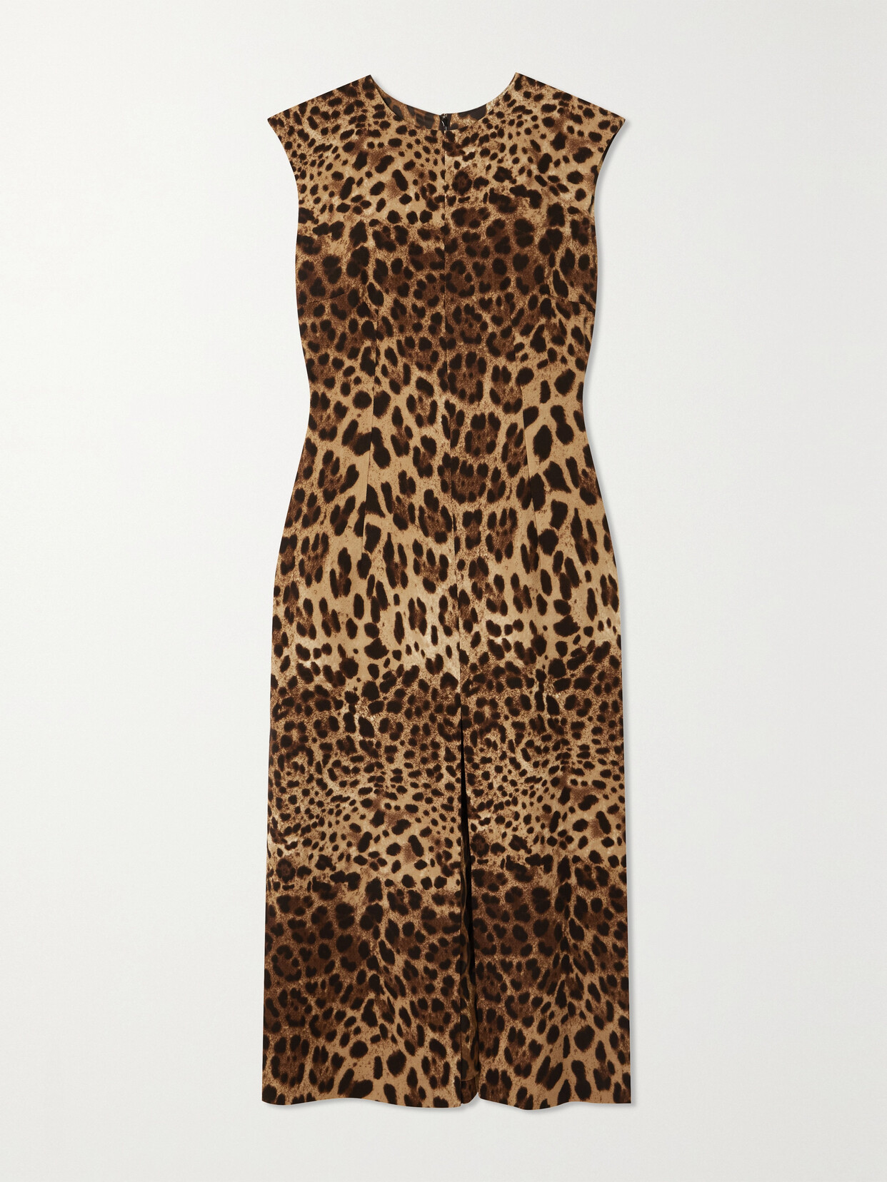 Dolce And Gabbana Leopard Print Wool Crepe Midi Dress In Braun Modesens
