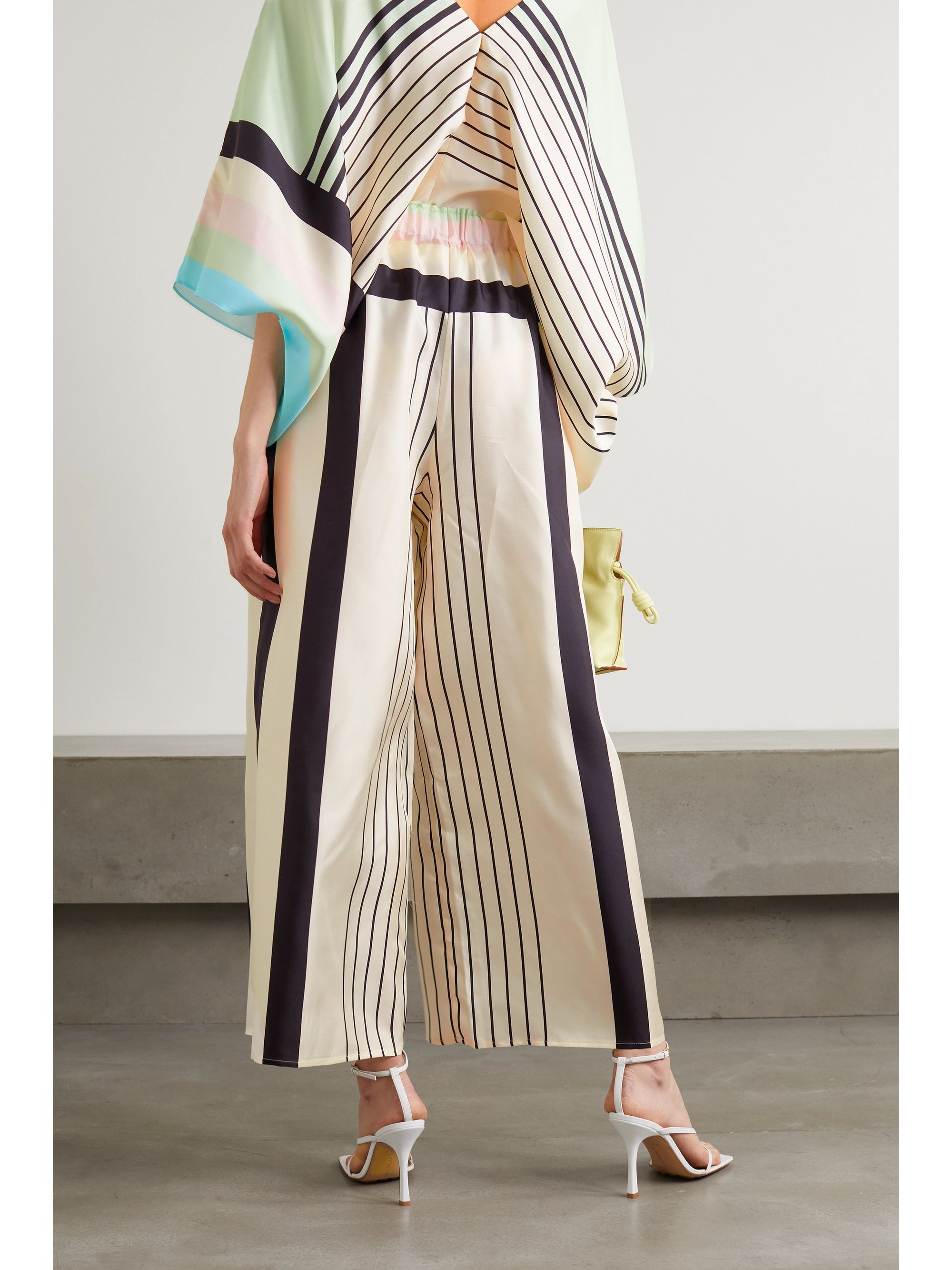 Cream Lydia striped silk-twill wide-leg pants | LOUISA PARRIS | NET-A ...