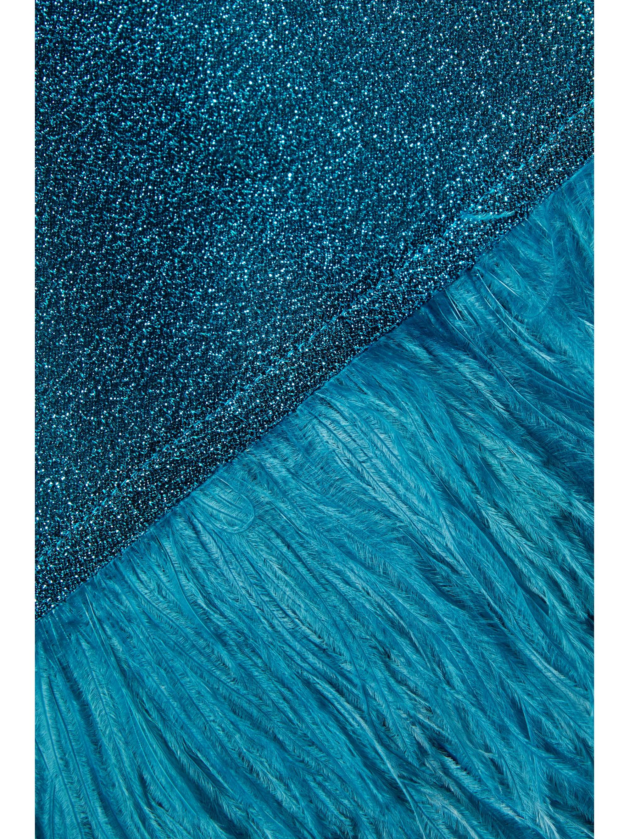 OSÉREE Lumière feather-trimmed stretch-Lurex mini dress | NET-A-PORTER