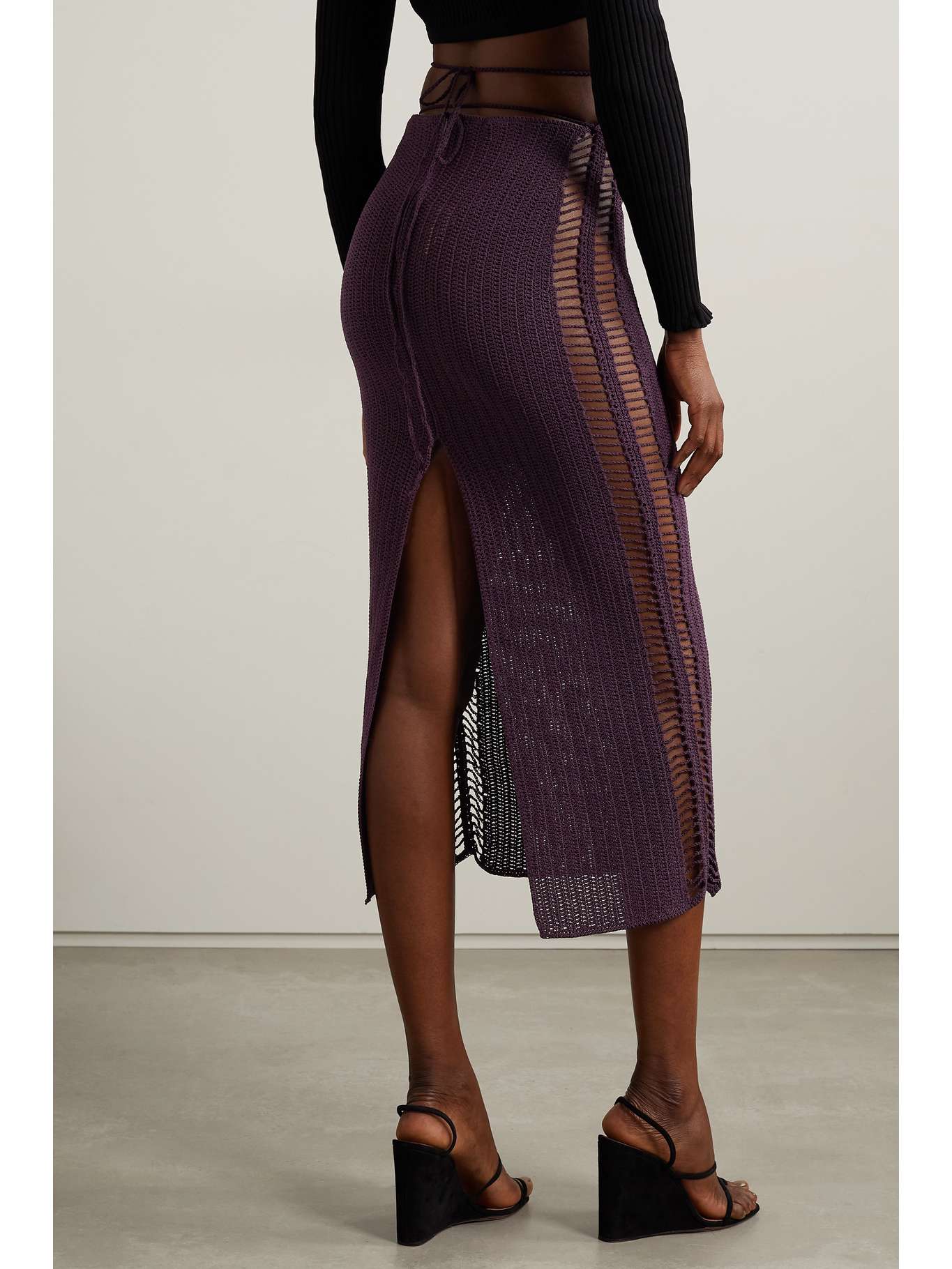 Purple Crocheted cotton-blend midi skirt | MAGDA BUTRYM | NET-A-PORTER