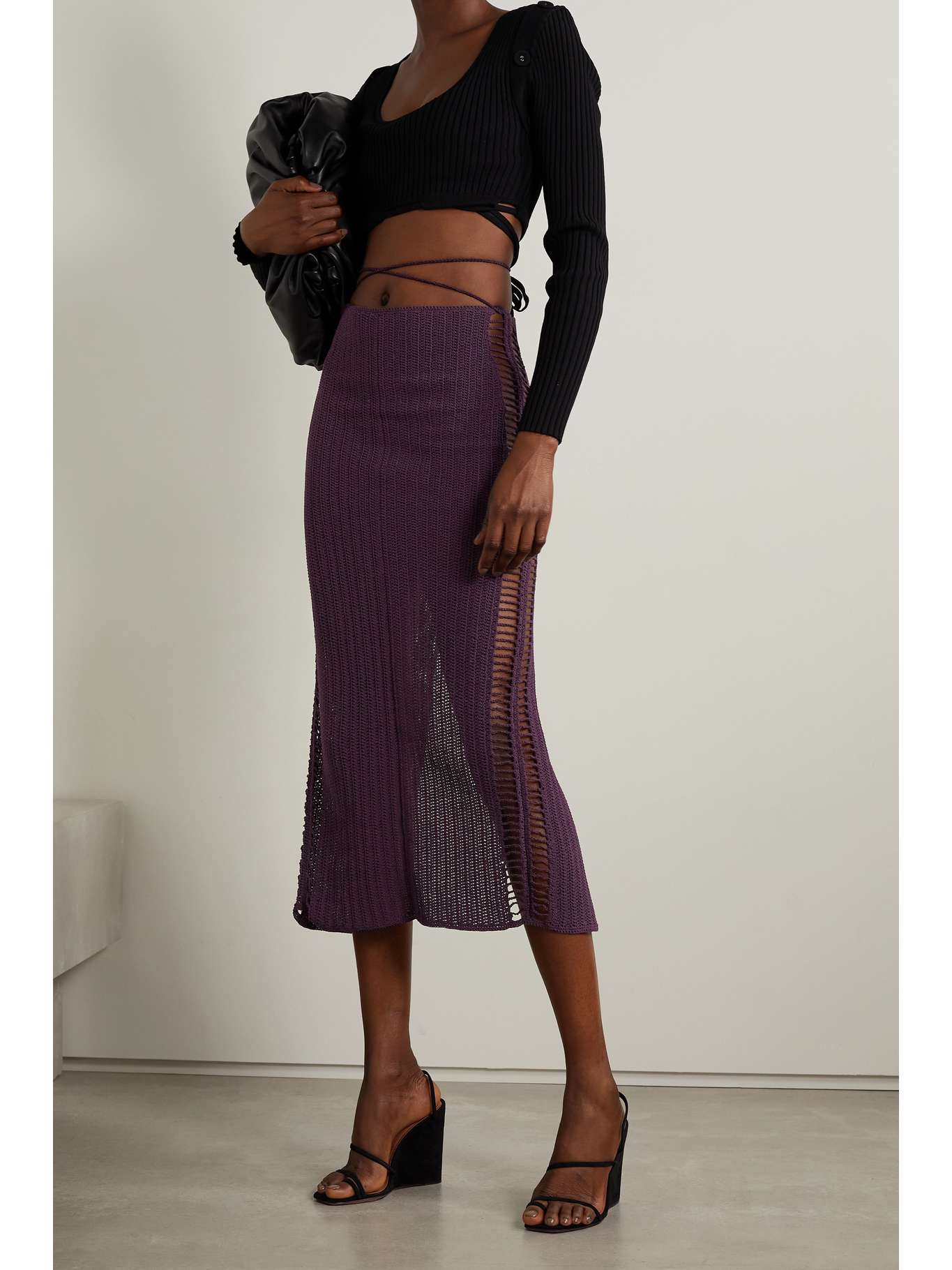 Purple Crocheted cotton-blend midi skirt | MAGDA BUTRYM | NET-A-PORTER