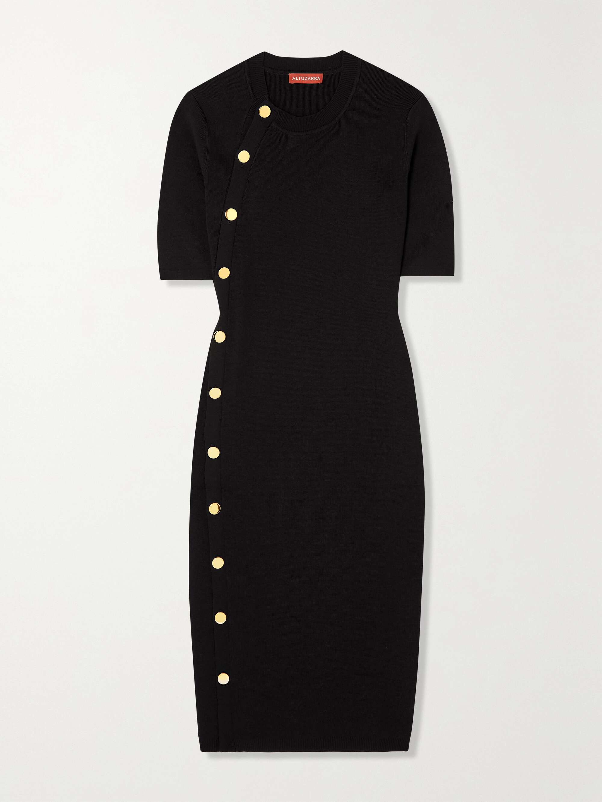 ALTUZARRA Topaz button-detailed ribbed-knit midi dress | NET-A-PORTER