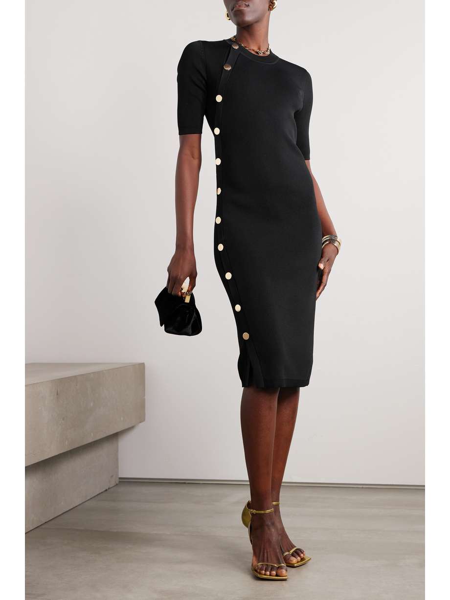 ALTUZARRA Topaz button-detailed ribbed-knit midi dress | NET-A-PORTER