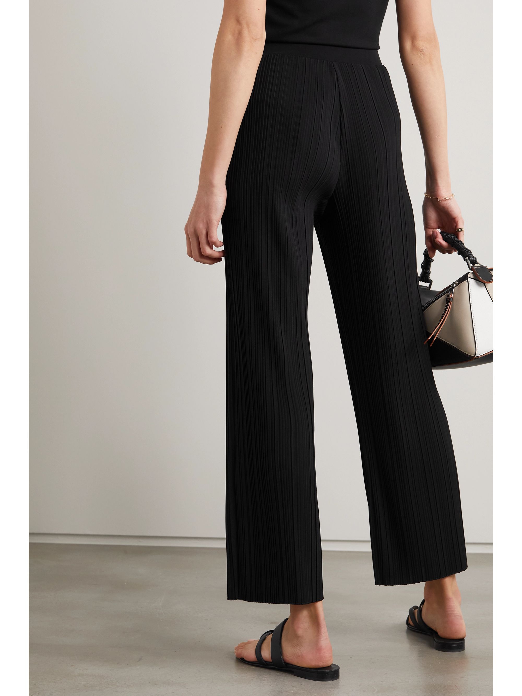 Black Leisure Siberia plissé-jersey wide-leg pants | MAX MARA | NET-A ...