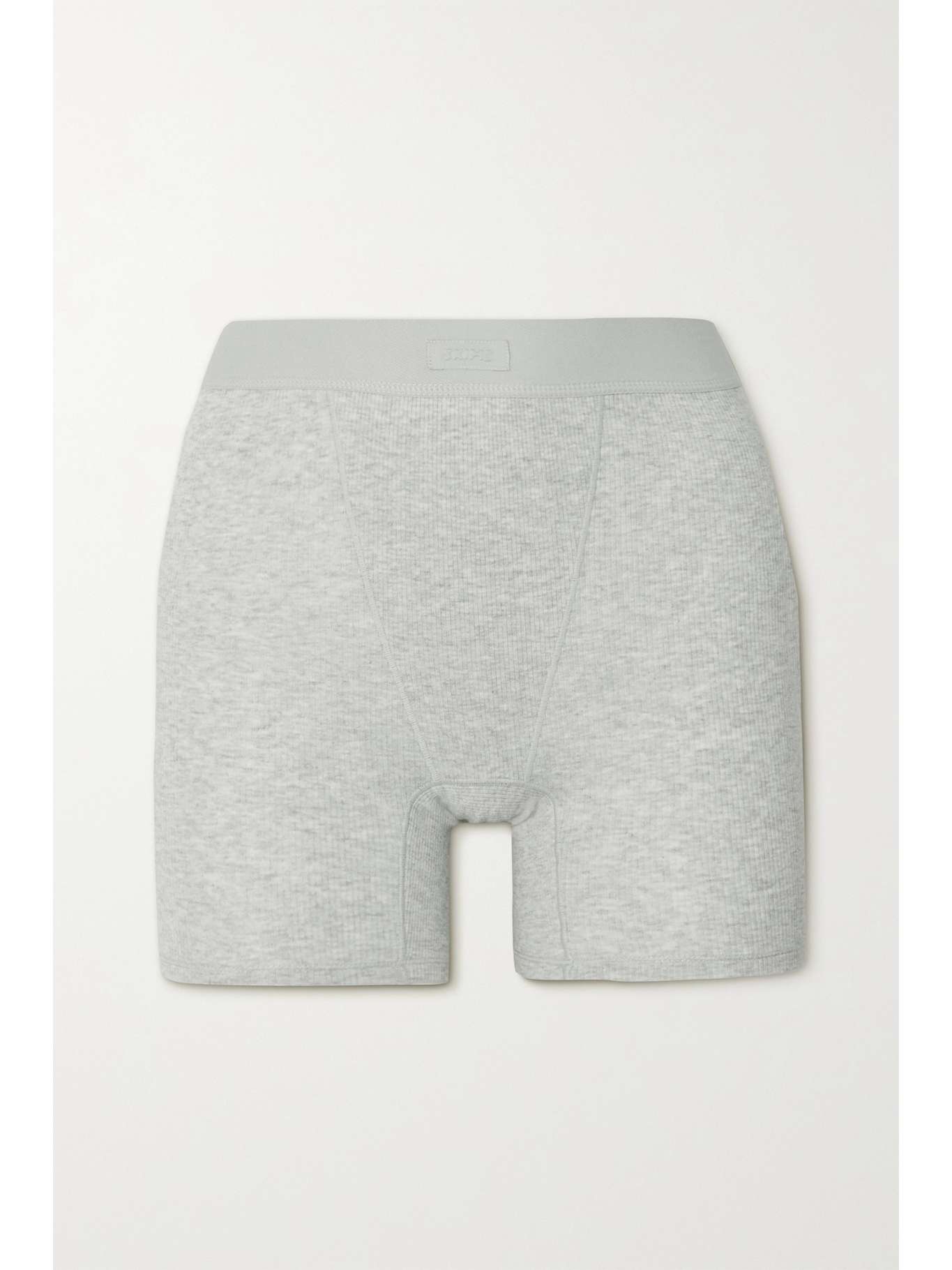 SKIMS Cotton Collection ribbed cotton-blend jersey boxer shorts - Light ...