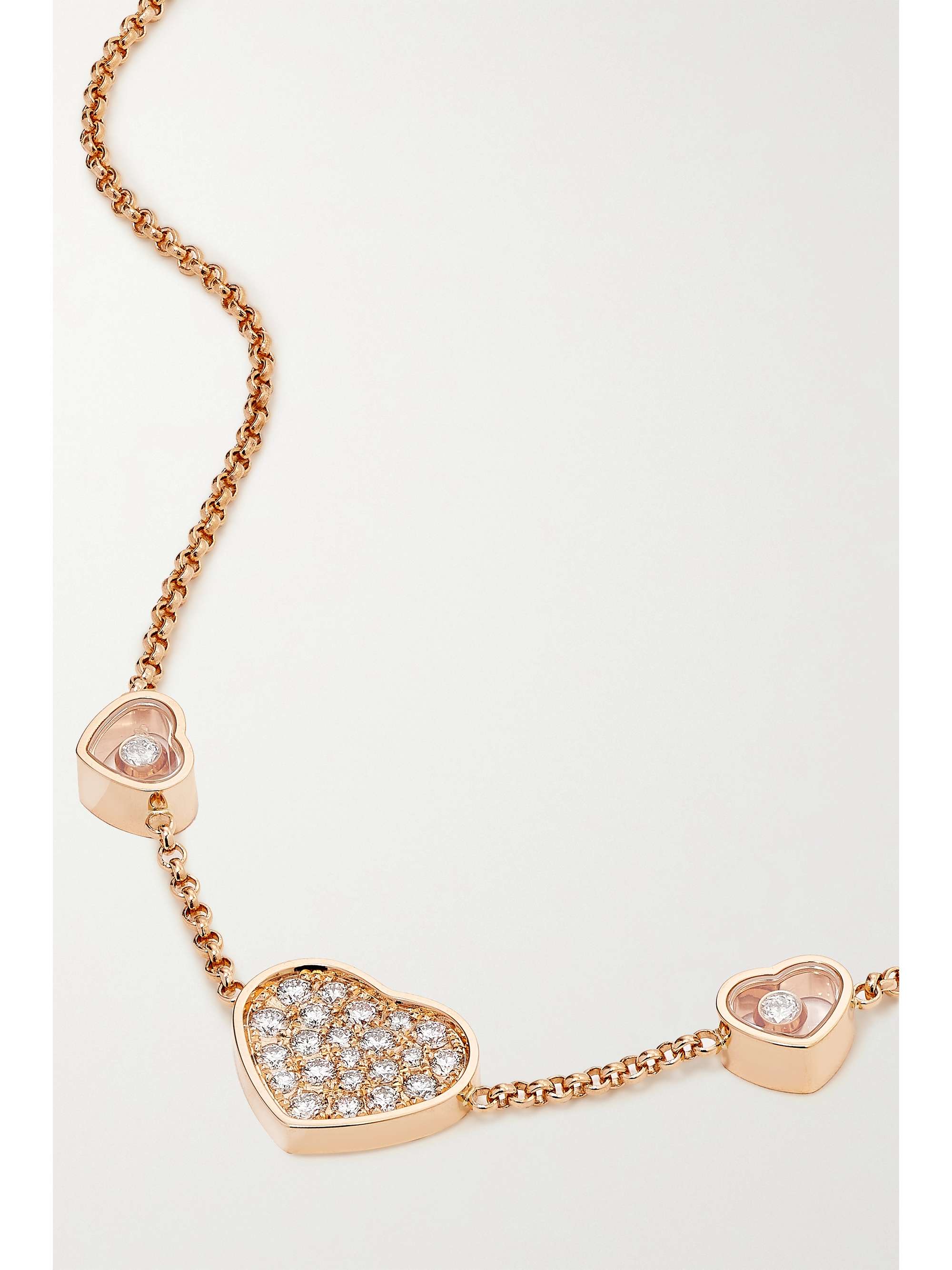 CHOPARD Happy Hearts 18-karat rose gold diamond necklace | NET-A-PORTER