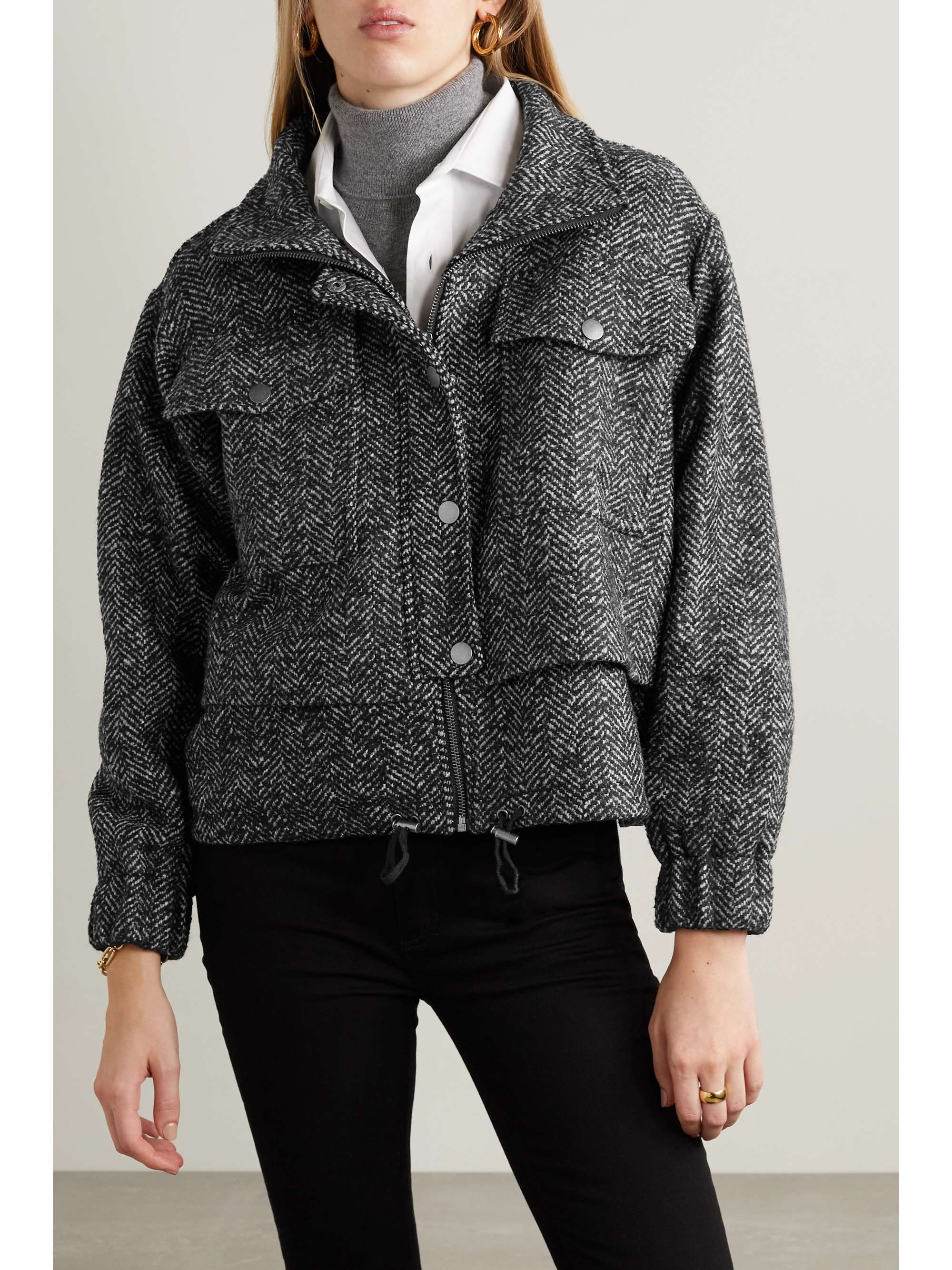 Gray Selva herringbone wool-blend bomber jacket | APIECE APART | NET-A ...