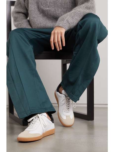 ISABEL MARANT Bryce suede-trimmed perforated leather sneakers | NET-A ...