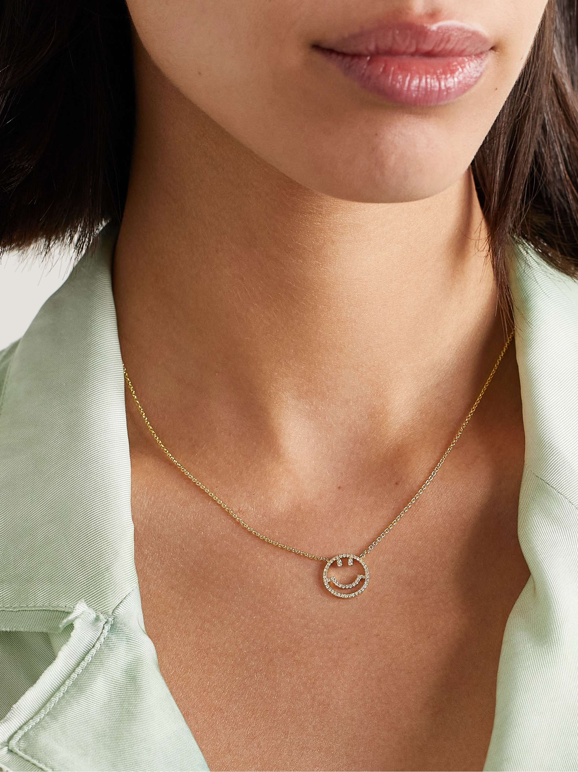 ROXANNE FIRST Have A Nice Day 14 karat Gold Diamond Necklace NET A PORTER