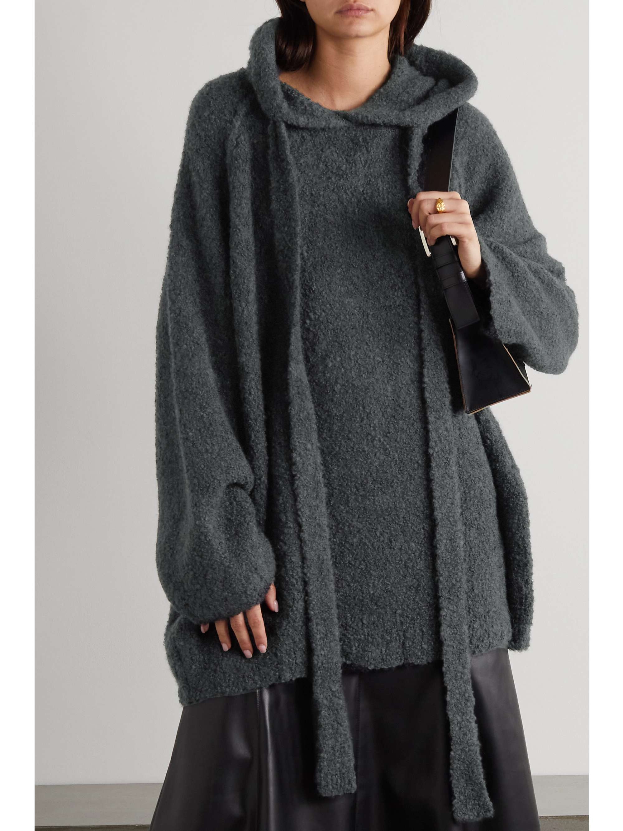 Charcoal Ember oversized bouclé-knit hoodie | PETAR PETROV | NET-A-PORTER