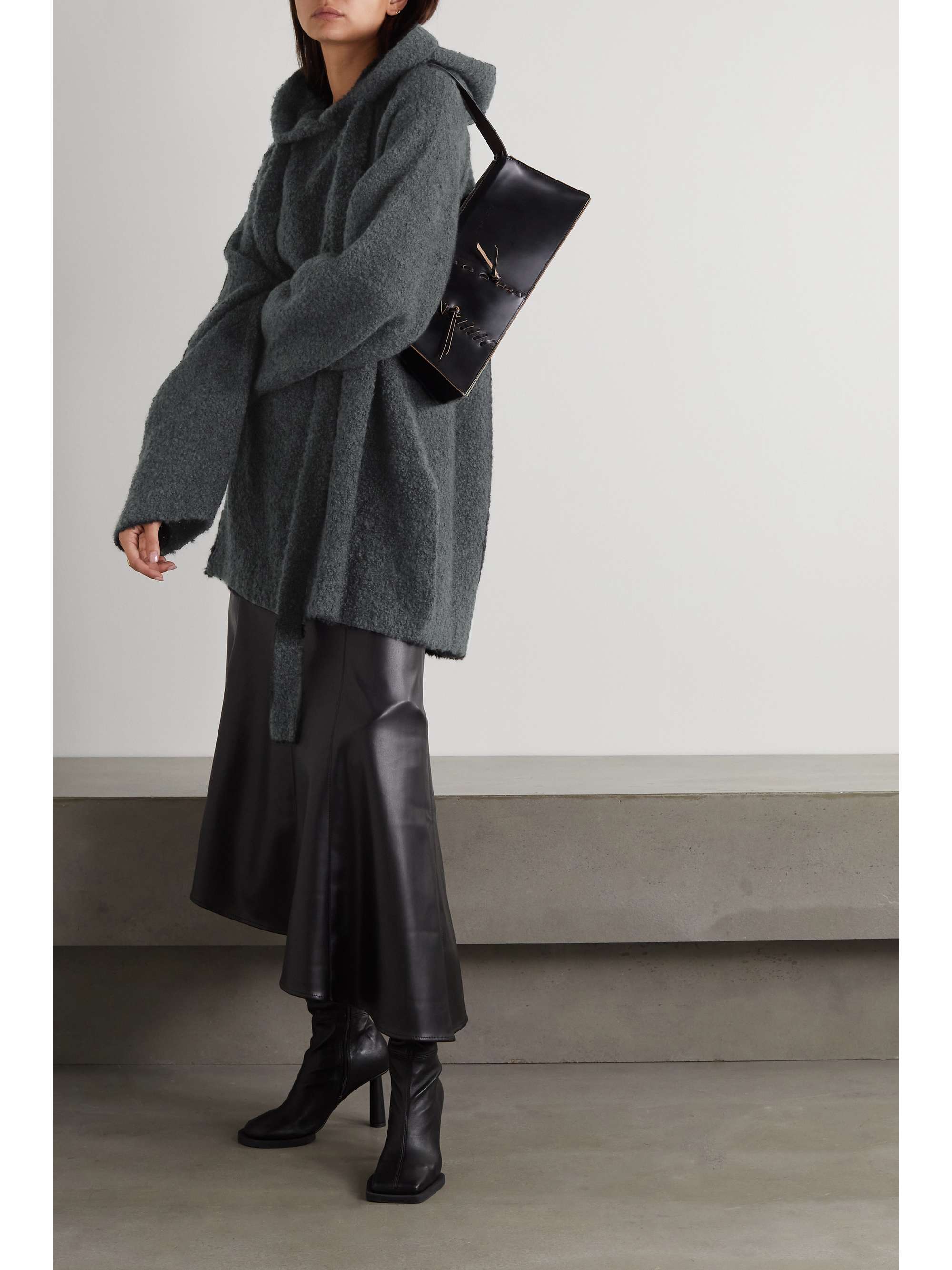 Charcoal Ember oversized bouclé-knit hoodie | PETAR PETROV | NET-A-PORTER