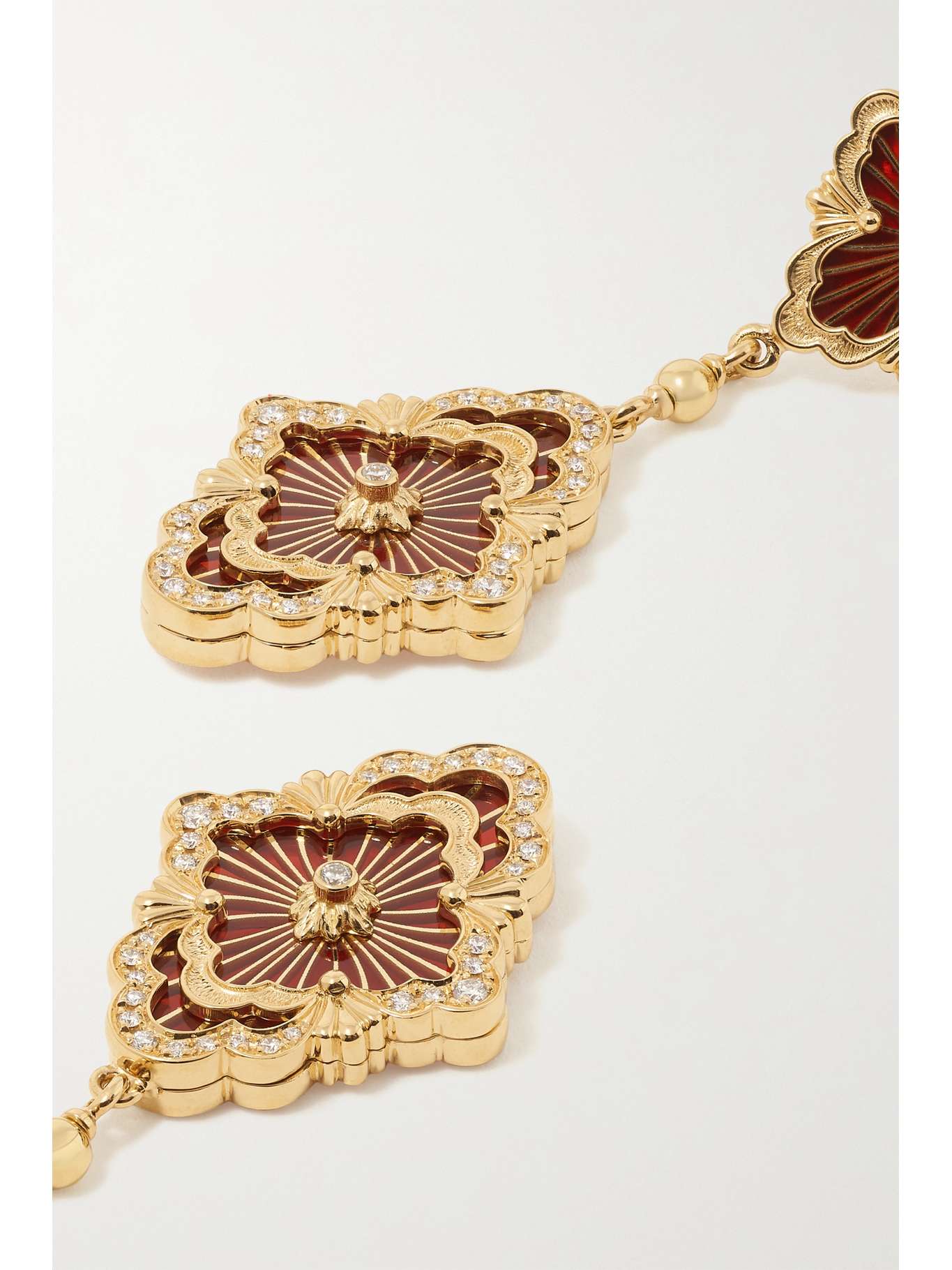 BUCCELLATI Opera Tulle 18-karat gold, enamel and diamond earrings | NET ...