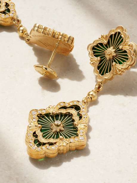 BUCCELLATI Opera Tulle 18-karat gold, enamel and diamond earrings | NET ...