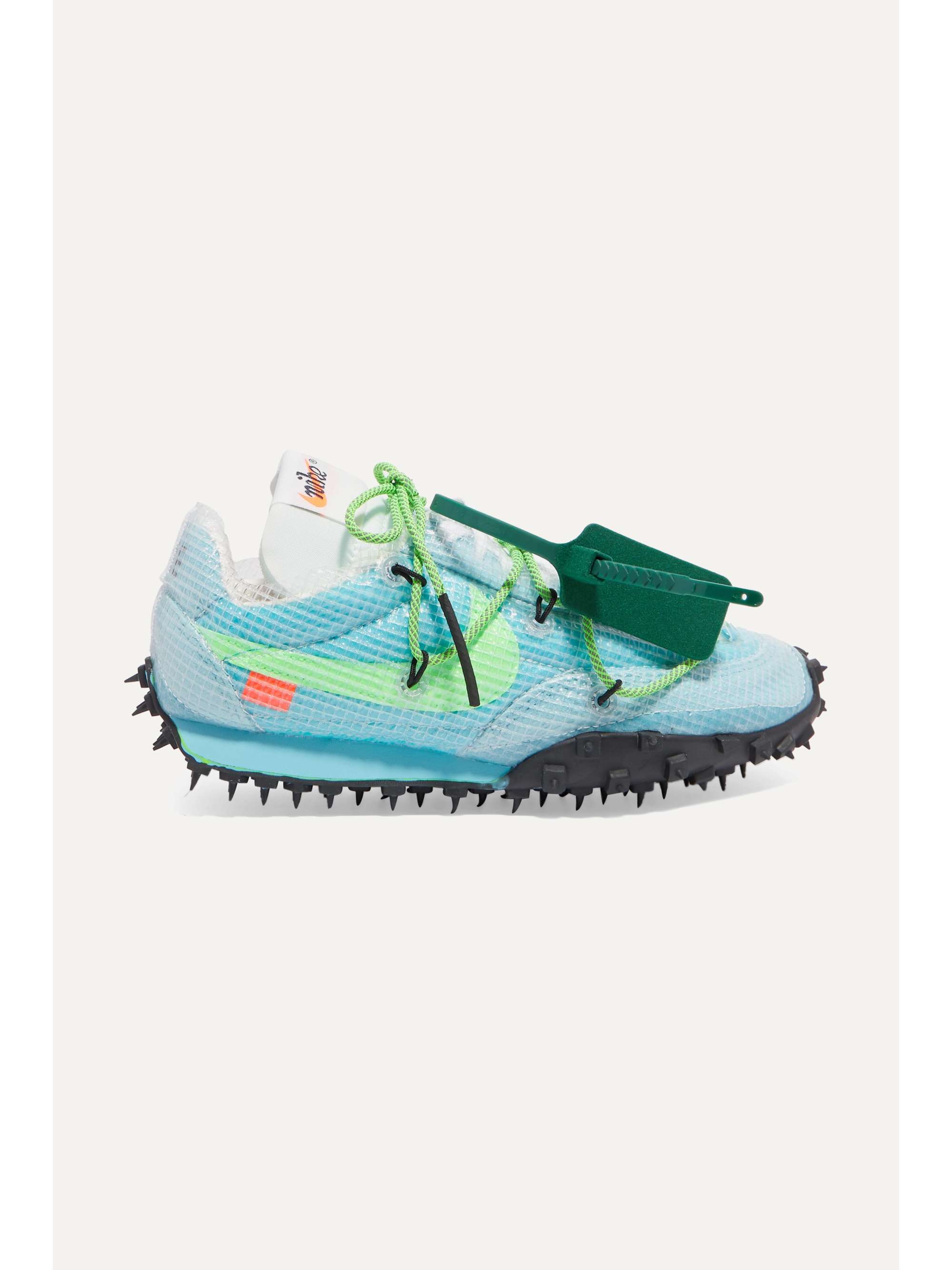 NIKE + Off-White Waffle Racer ripstop, suede, mesh and rubber sneakers ...