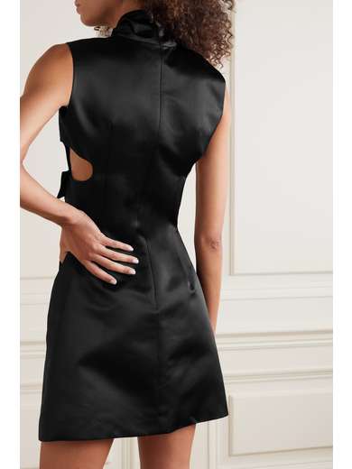 Black Cutout satin mini dress | MAXIMILIAN | NET-A-PORTER