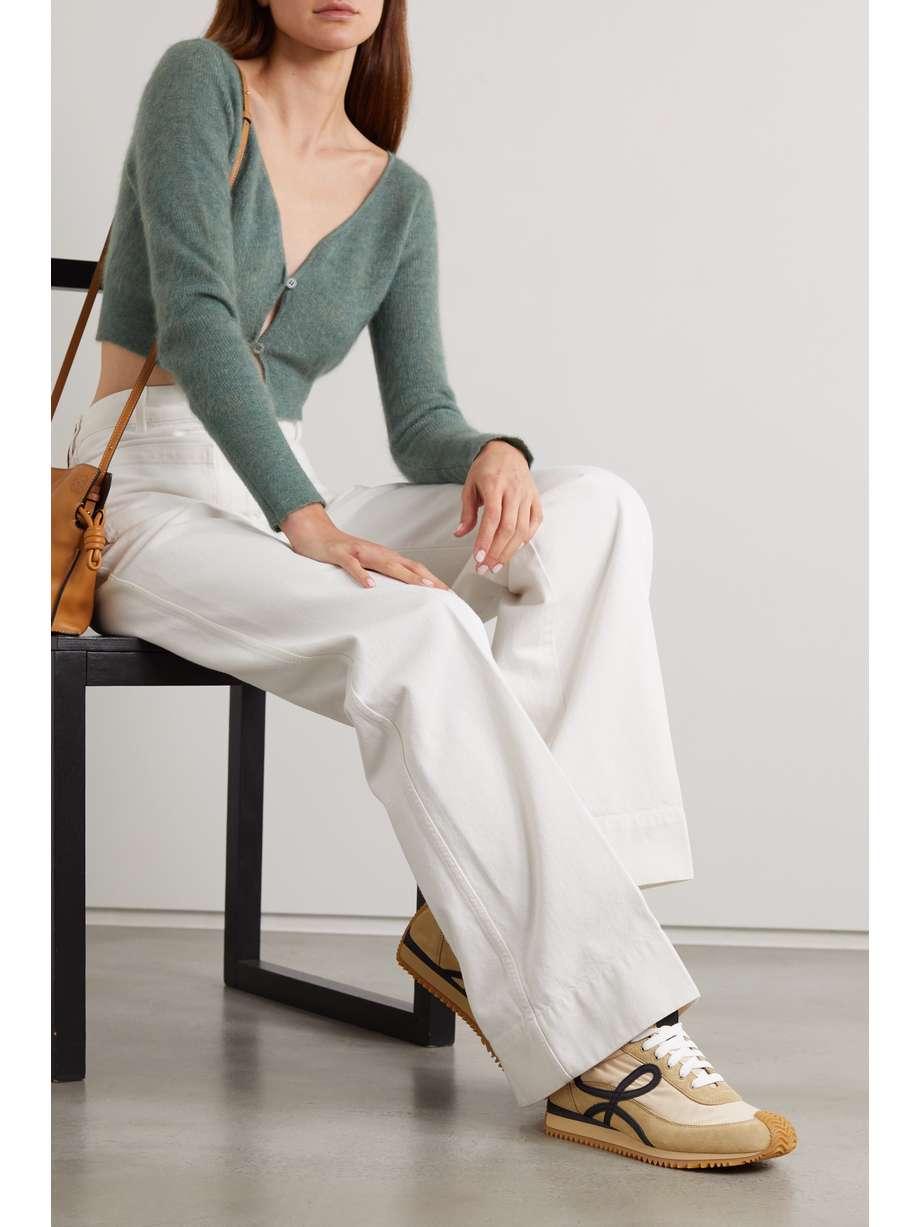 LOEWE Flow logo-appliquéd shell, leather and suede sneakers | NET-A-PORTER