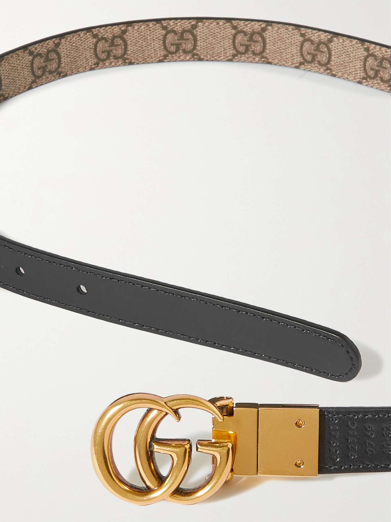 GUCCI Reversible printed coated-canvas and leather belt | NET-A-PORTER