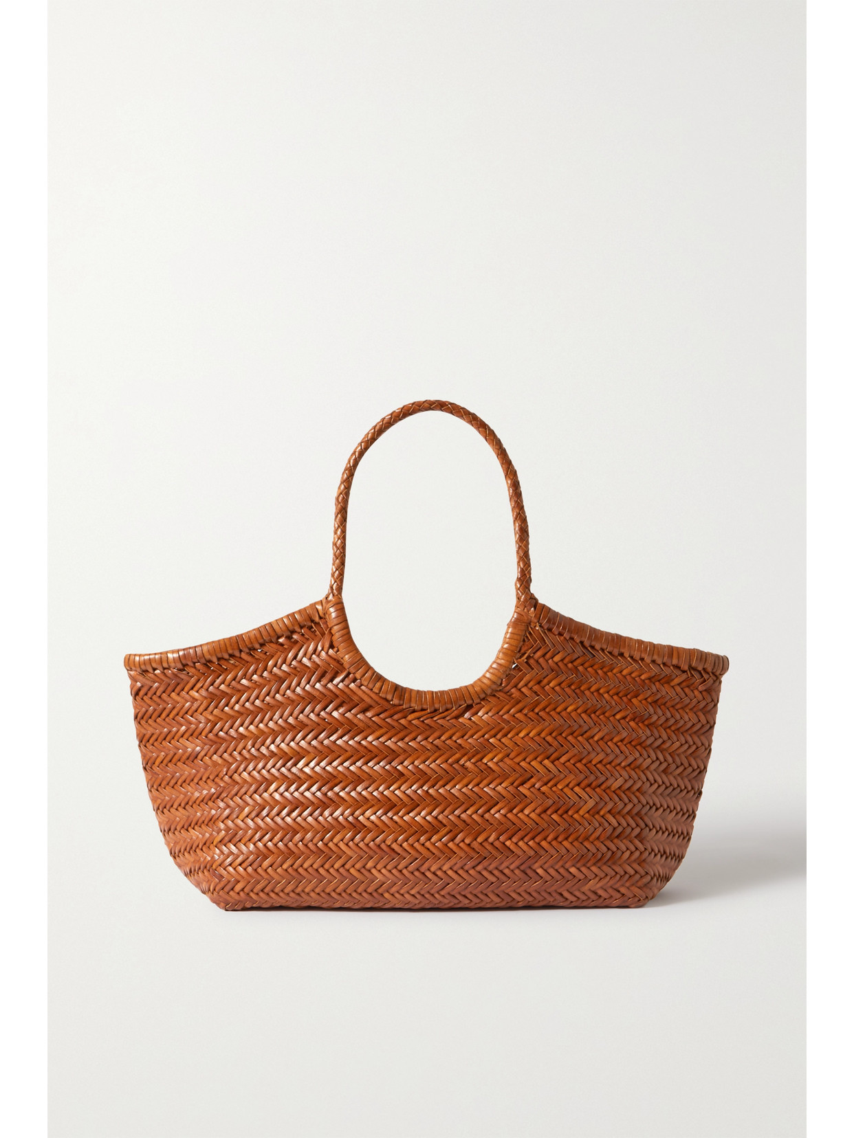 Dragon Diffusion Nantucket Large Woven Leather Tote In Dark Brown ...