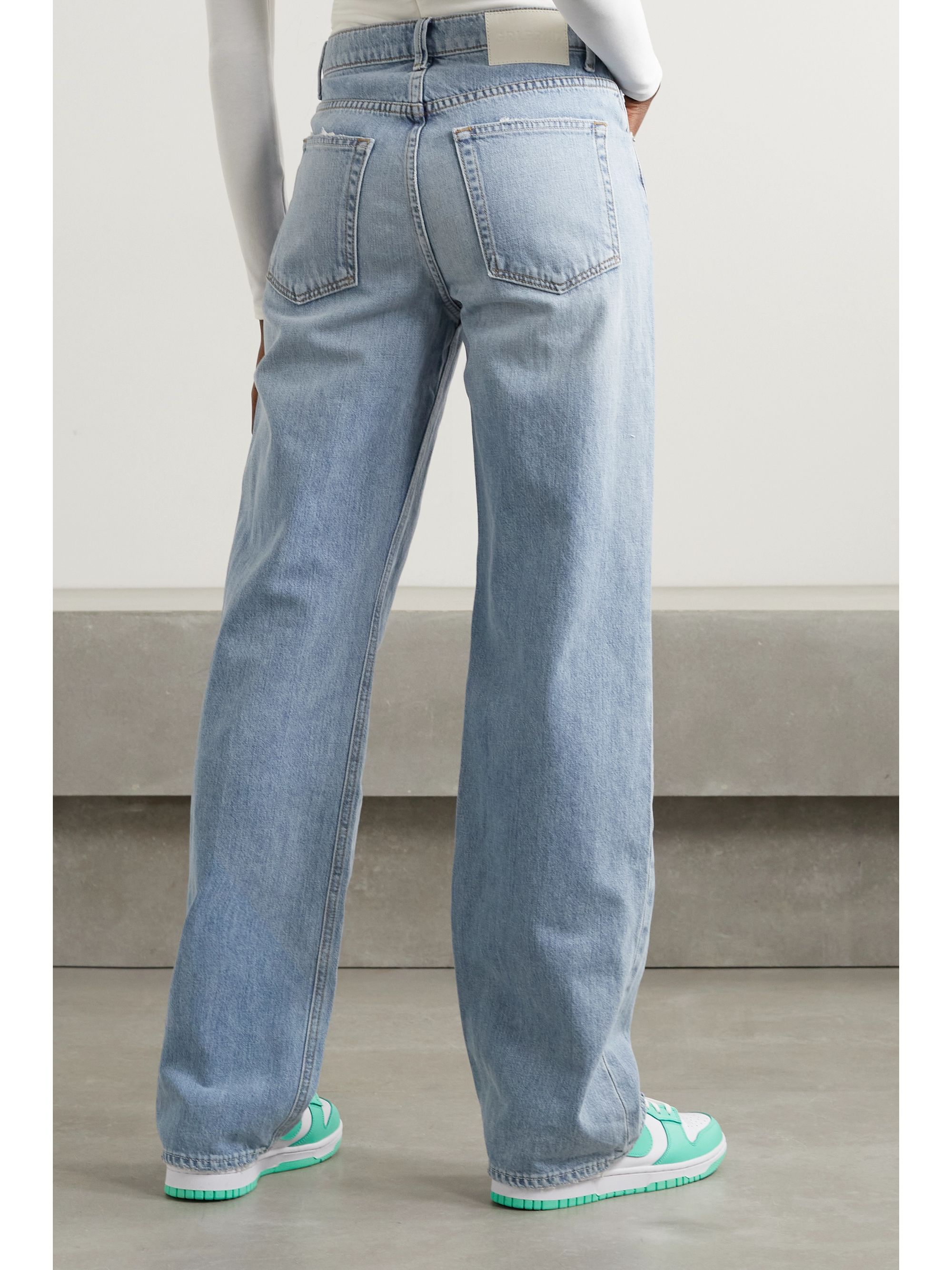 Light denim Brooklyn distressed high-rise straight-leg jeans | GRLFRND ...