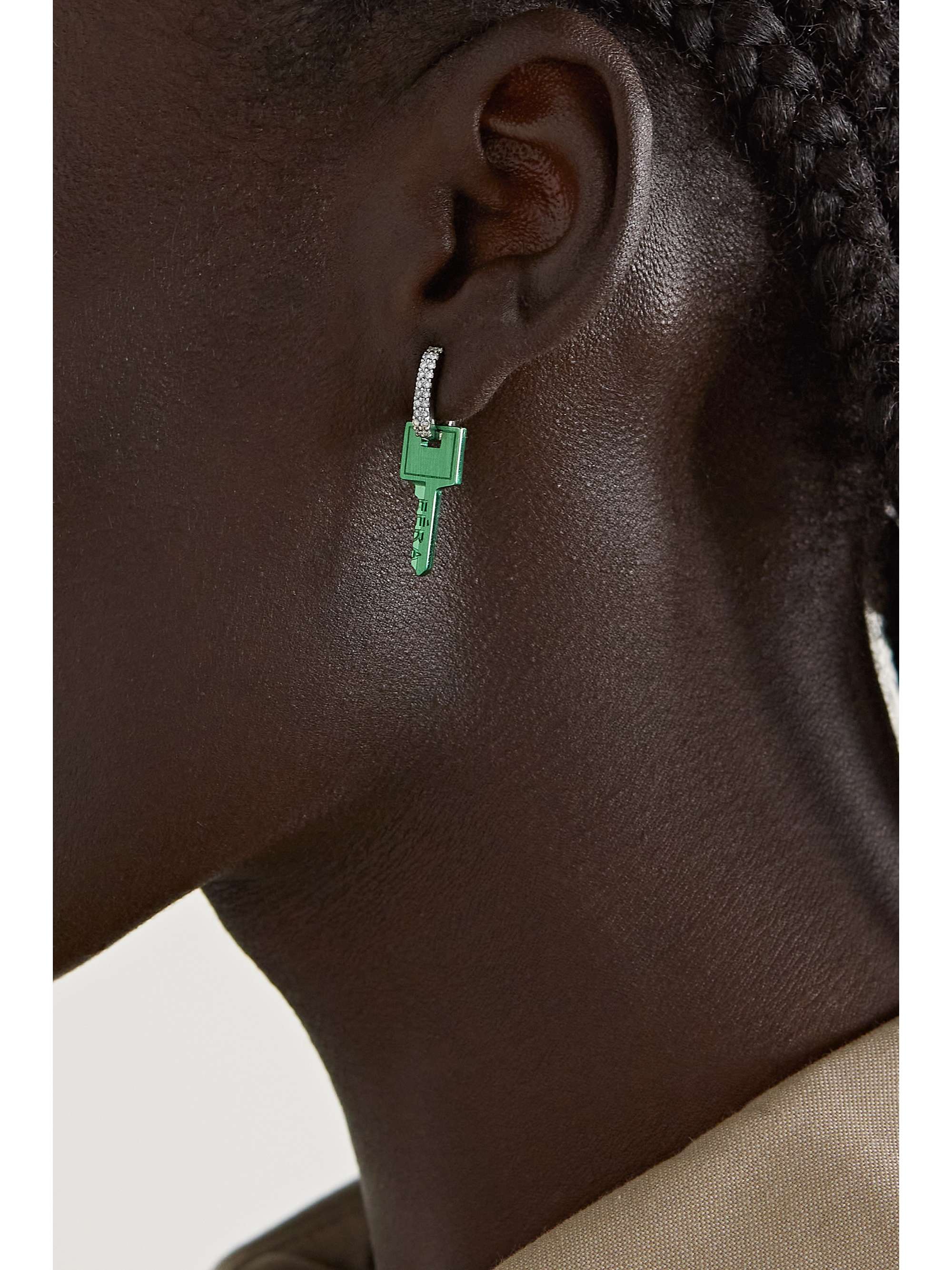 Green Key white gold, silver and diamond single earring | EÉRA | NET-A ...