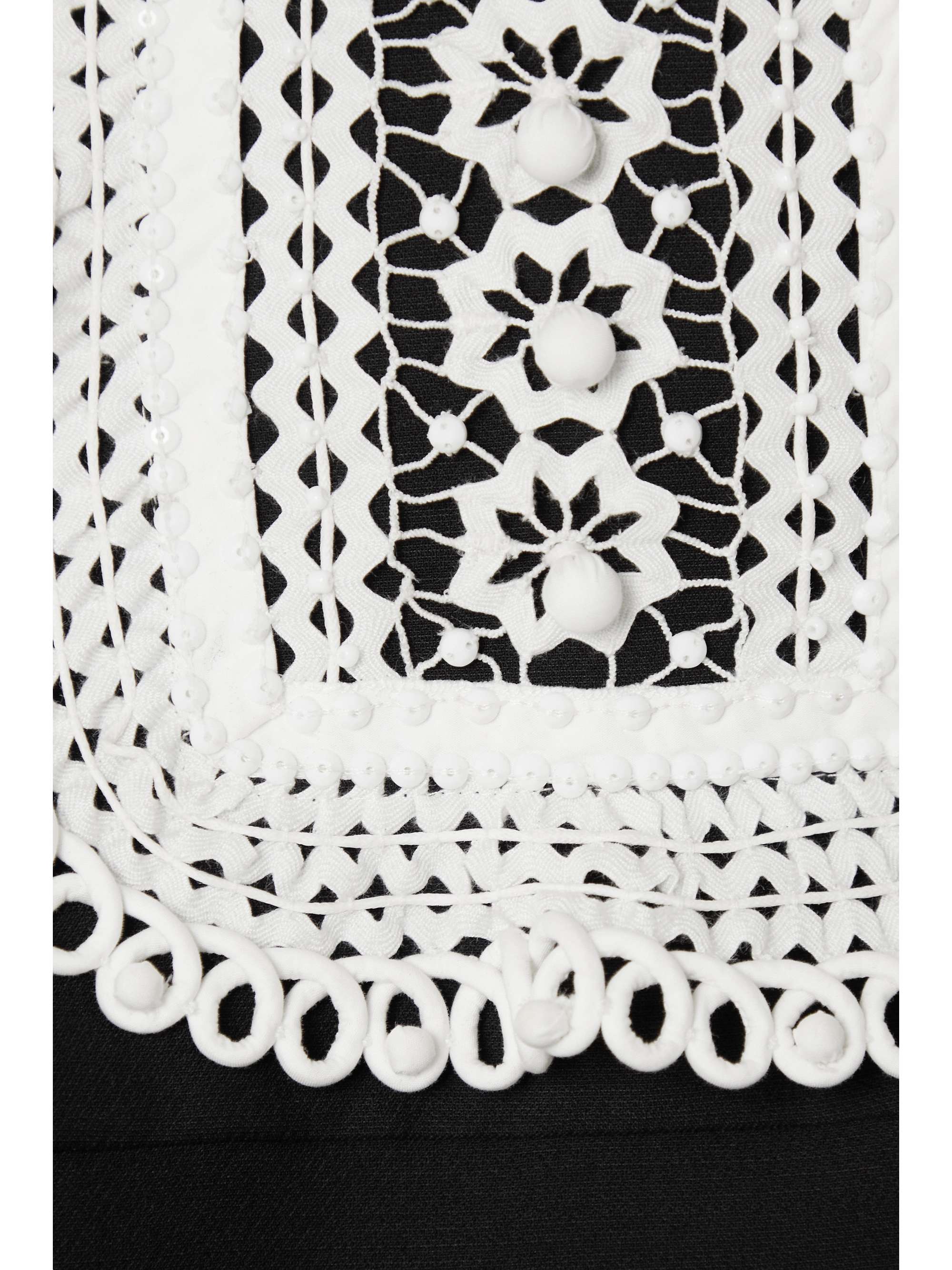 Valentino Garavani Embellished Guipure Lace Trimmed Wool And Silk Blend