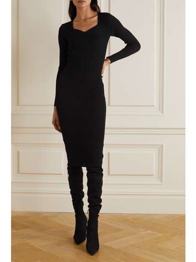 Black Ribbed Knit Midi Dress Tom Ford Net A Porter