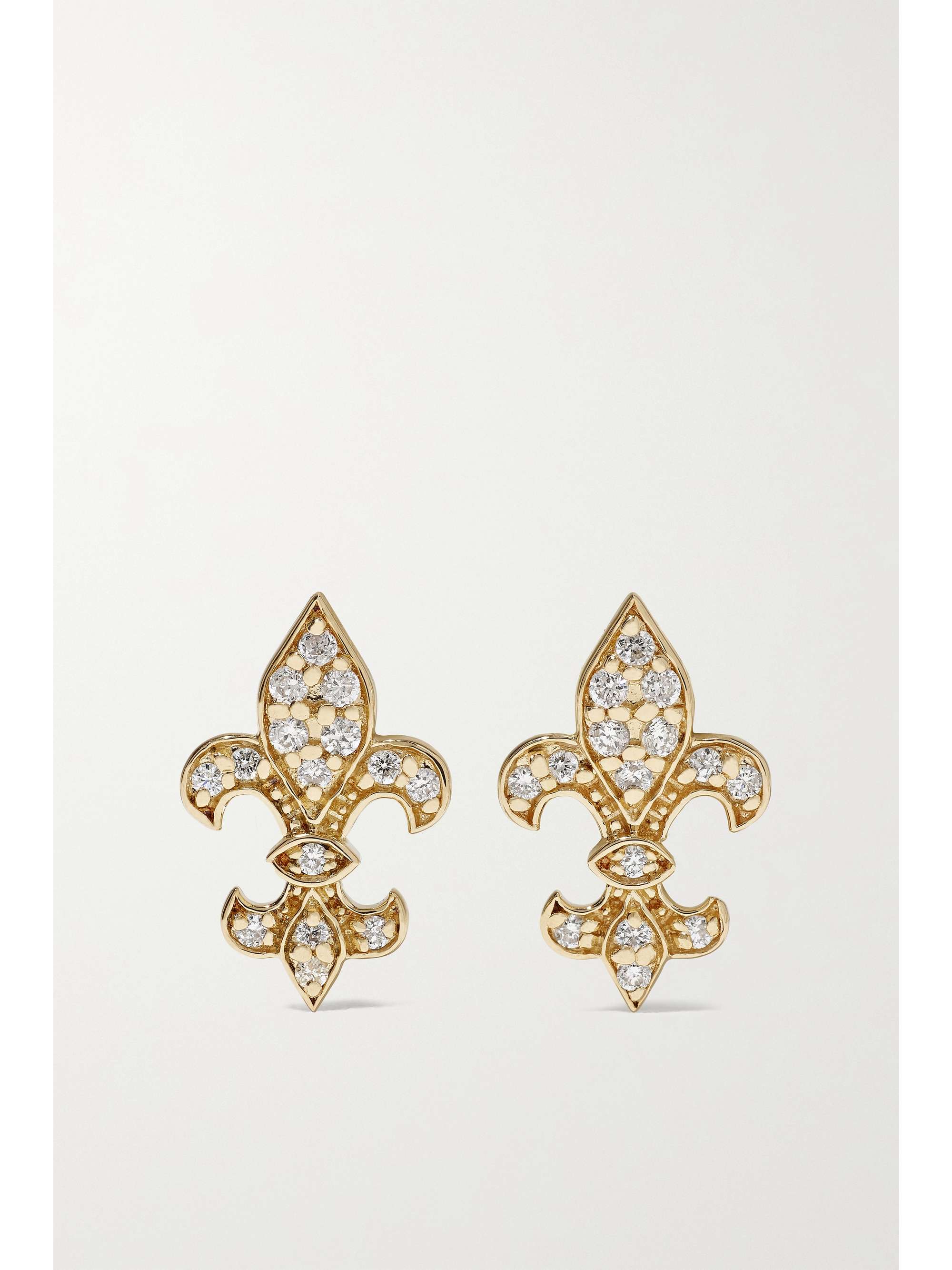 SYDNEY EVAN Fleur de Lis 14-karat gold diamond earrings | NET-A-PORTER