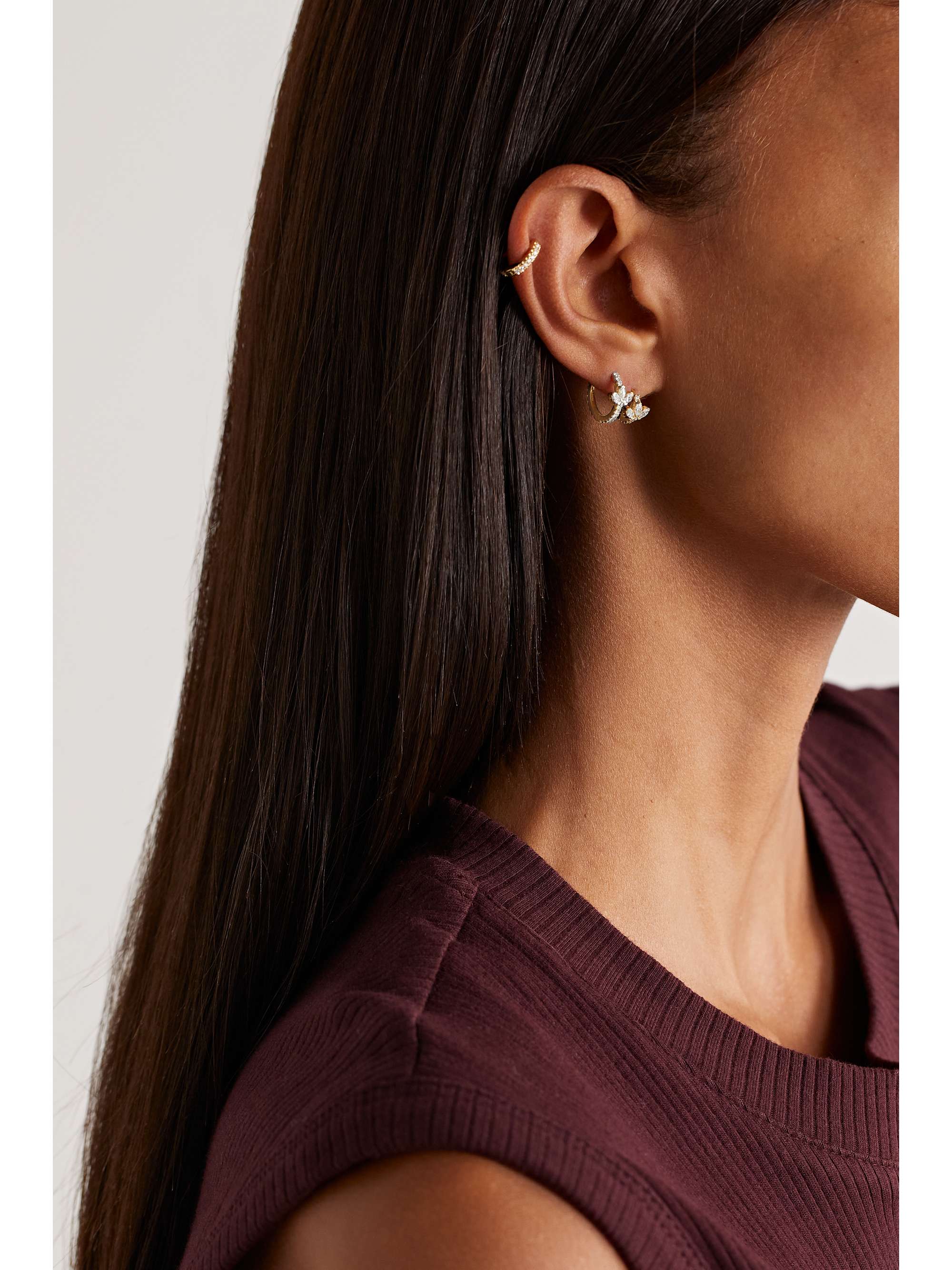 MARIA TASH Lotus 6.5mm 18-karat gold diamond single hoop earring | NET ...