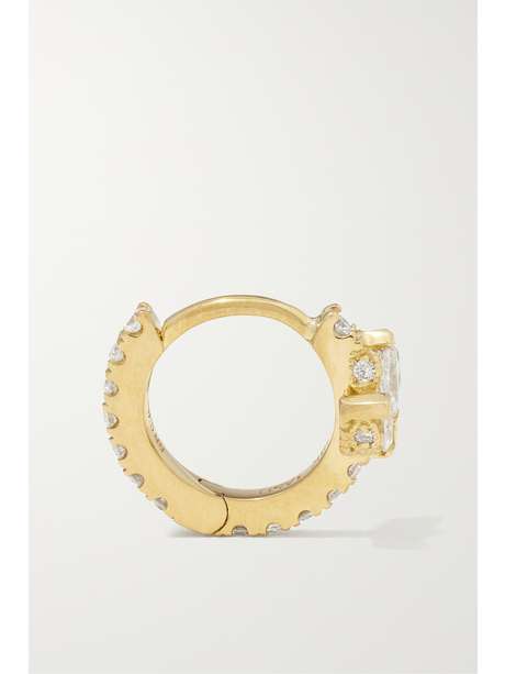 Gold Lotus 6.5mm 18-karat gold diamond single hoop earring | MARIA TASH ...