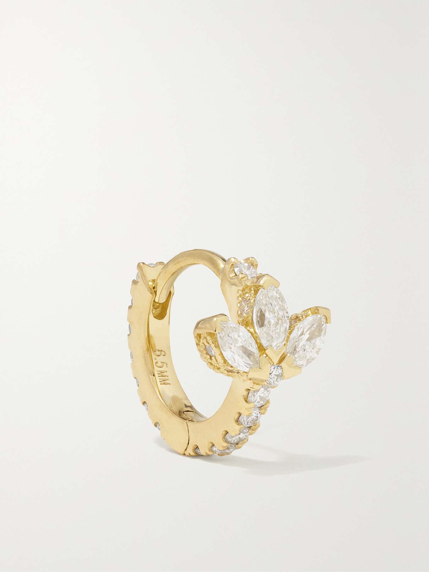 MARIA TASH Lotus 6.5mm 18-karat gold diamond single hoop earring | NET ...