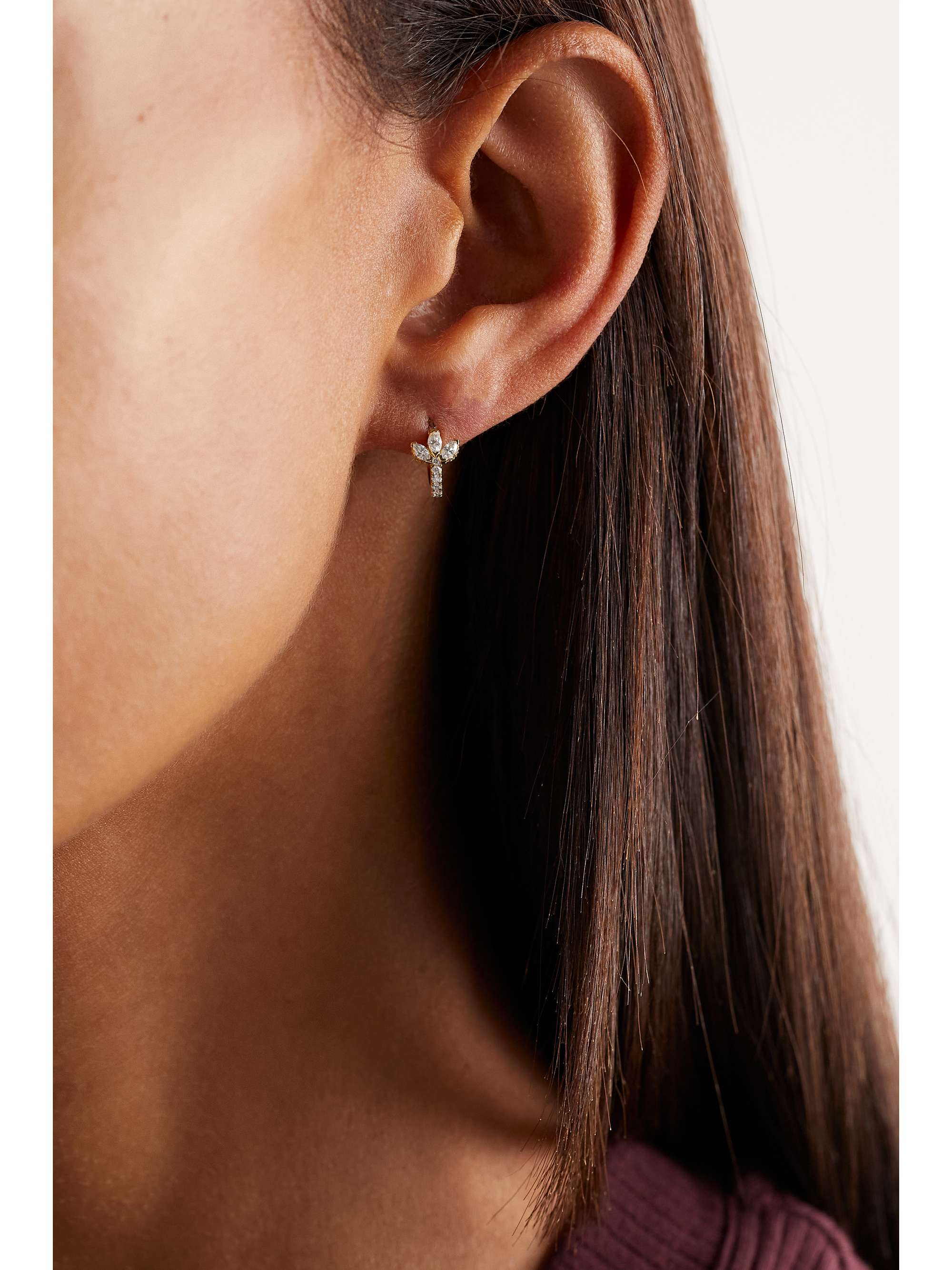 MARIA TASH Lotus 6.5mm 18-karat gold diamond single hoop earring | NET ...