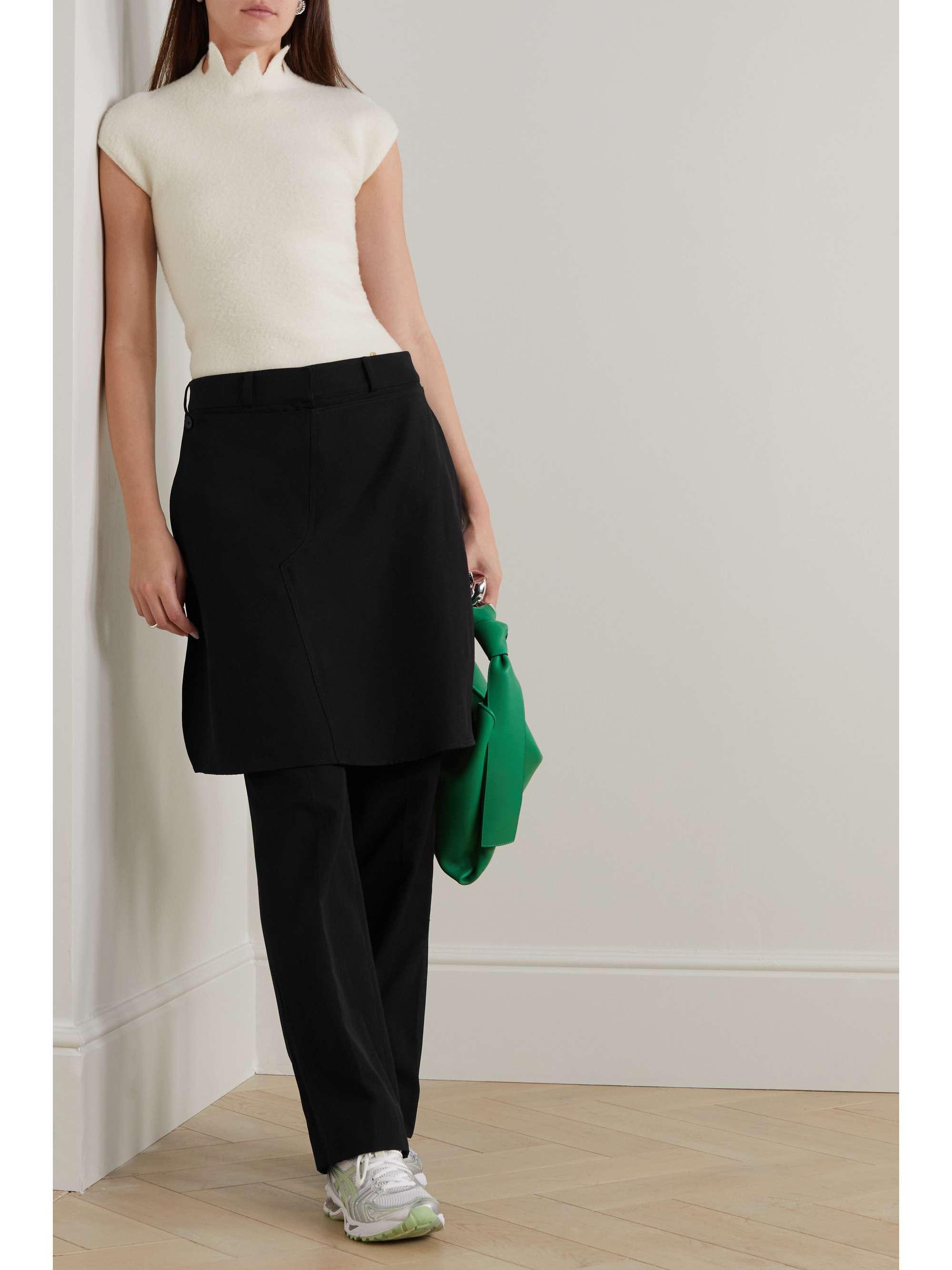 Black Layered twill straight-leg pants | JW ANDERSON | NET-A-PORTER