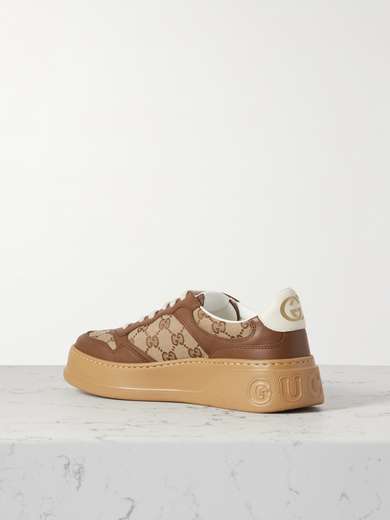 GUCCI GG leather and canvas sneakers | NET-A-PORTER