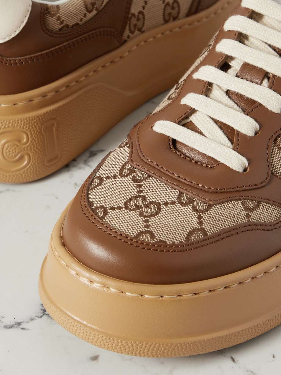GUCCI GG leather and canvas sneakers | NET-A-PORTER