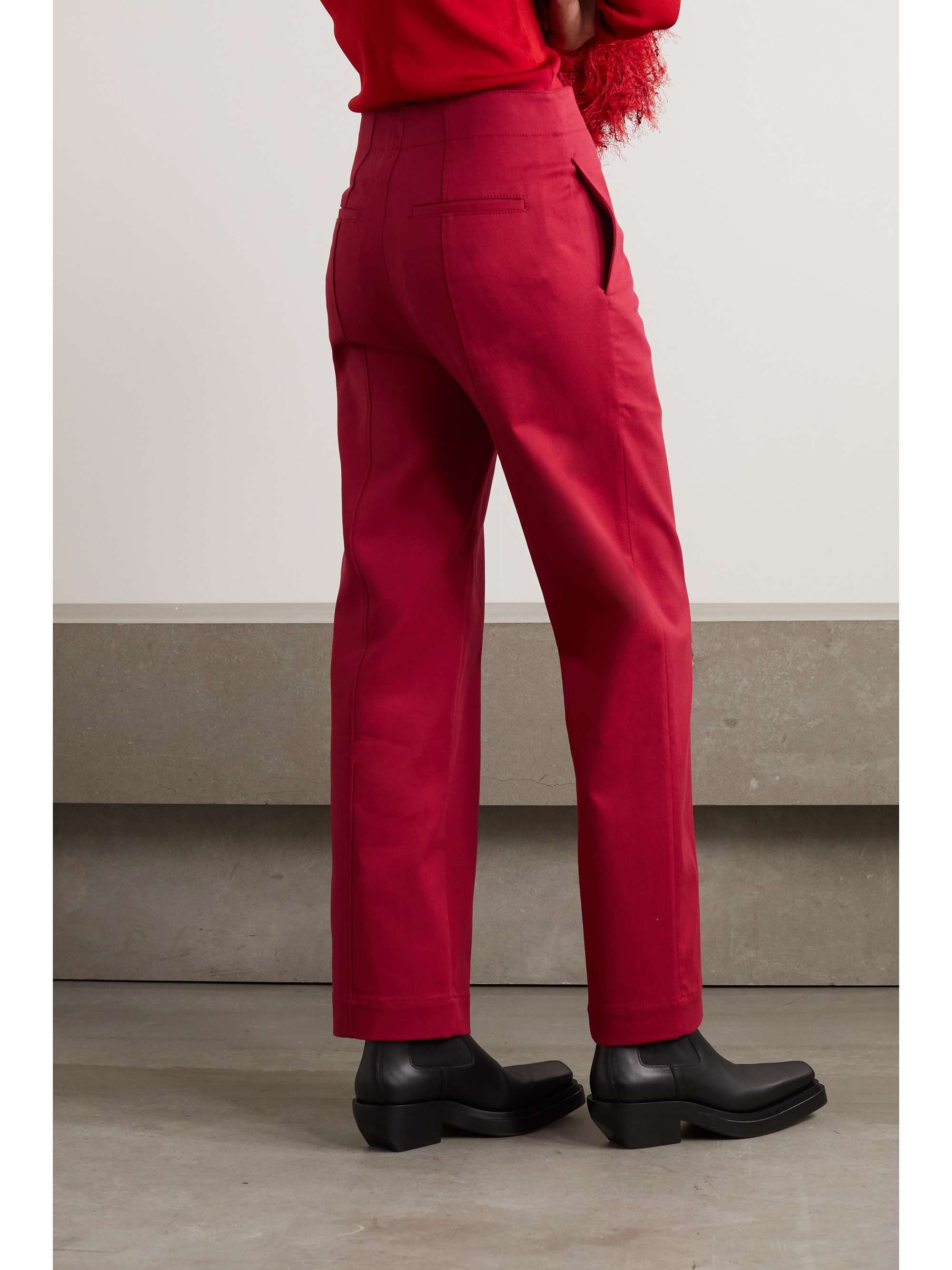 Red Cropped paneled cotton-blend twill straight-leg pants | JW ANDERSON ...