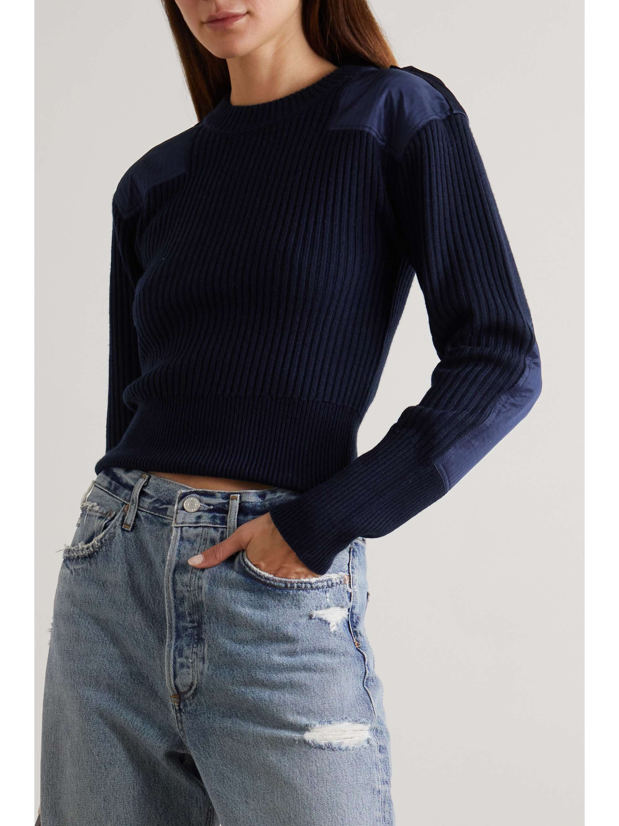 RAG & BONE ICONS Nikole shell-paneled ribbed wool sweater | NET-A-PORTER