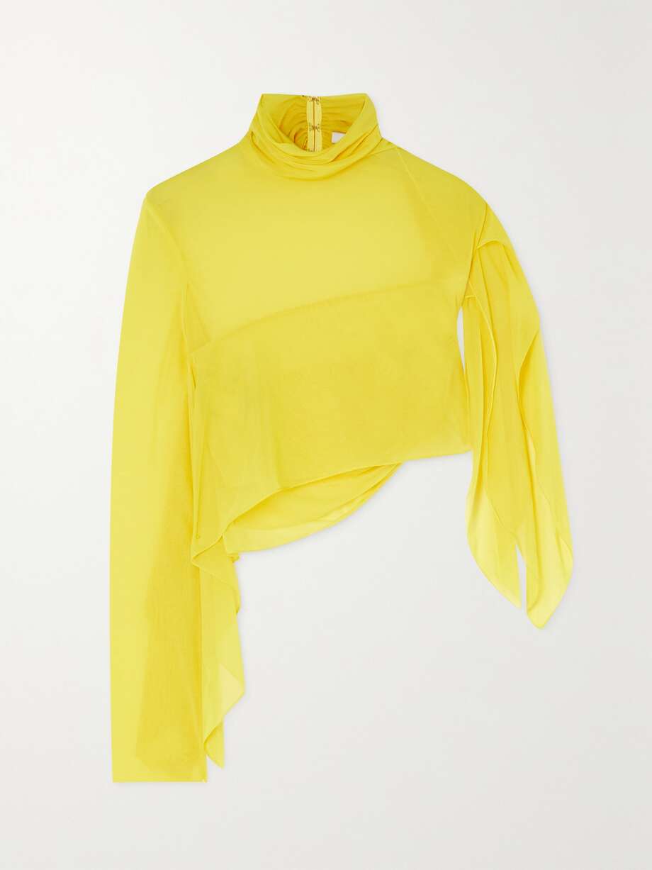 SUPRIYA LELE Cropped one-sleeve gathered georgette top | NET-A-PORTER