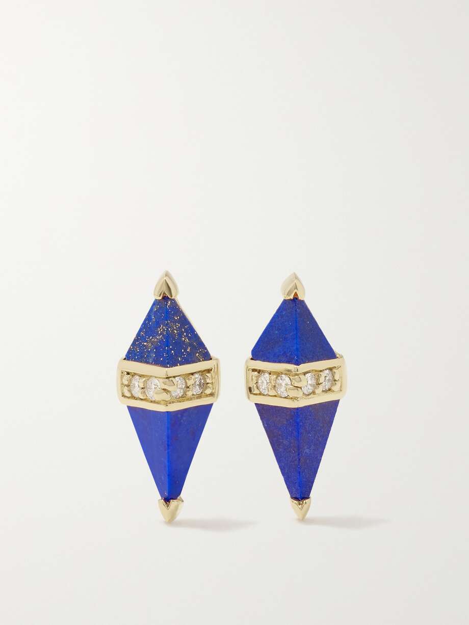 SORELLINA Pietra 18-karat gold, lapis lazuli and diamond earrings | NET ...