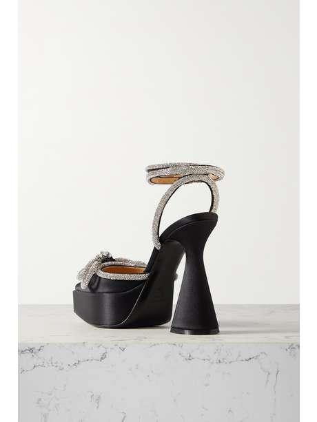 MACH & MACH Double Bow crystal-embellished satin platform pumps | NET-A ...