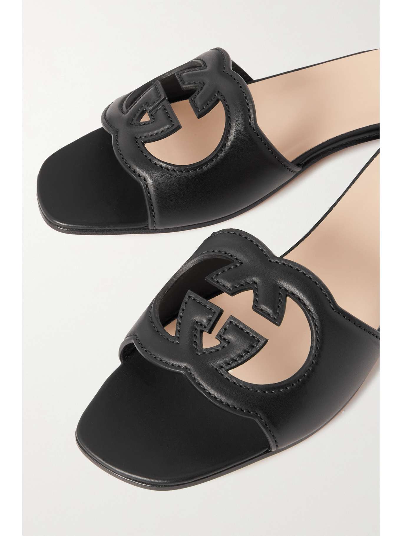 GUCCI Cutout leather slides | NET-A-PORTER