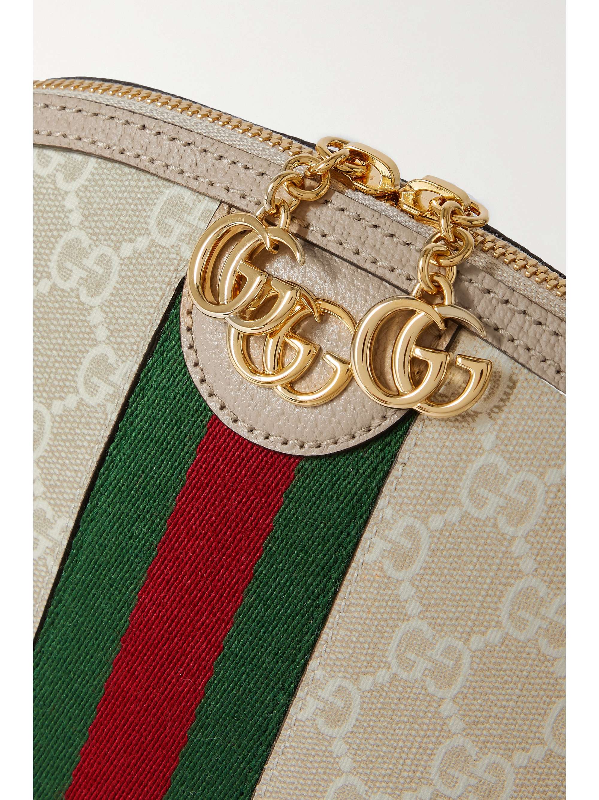 GUCCI Ophidia textured leather-trimmed printed coated-canvas shoulder ...